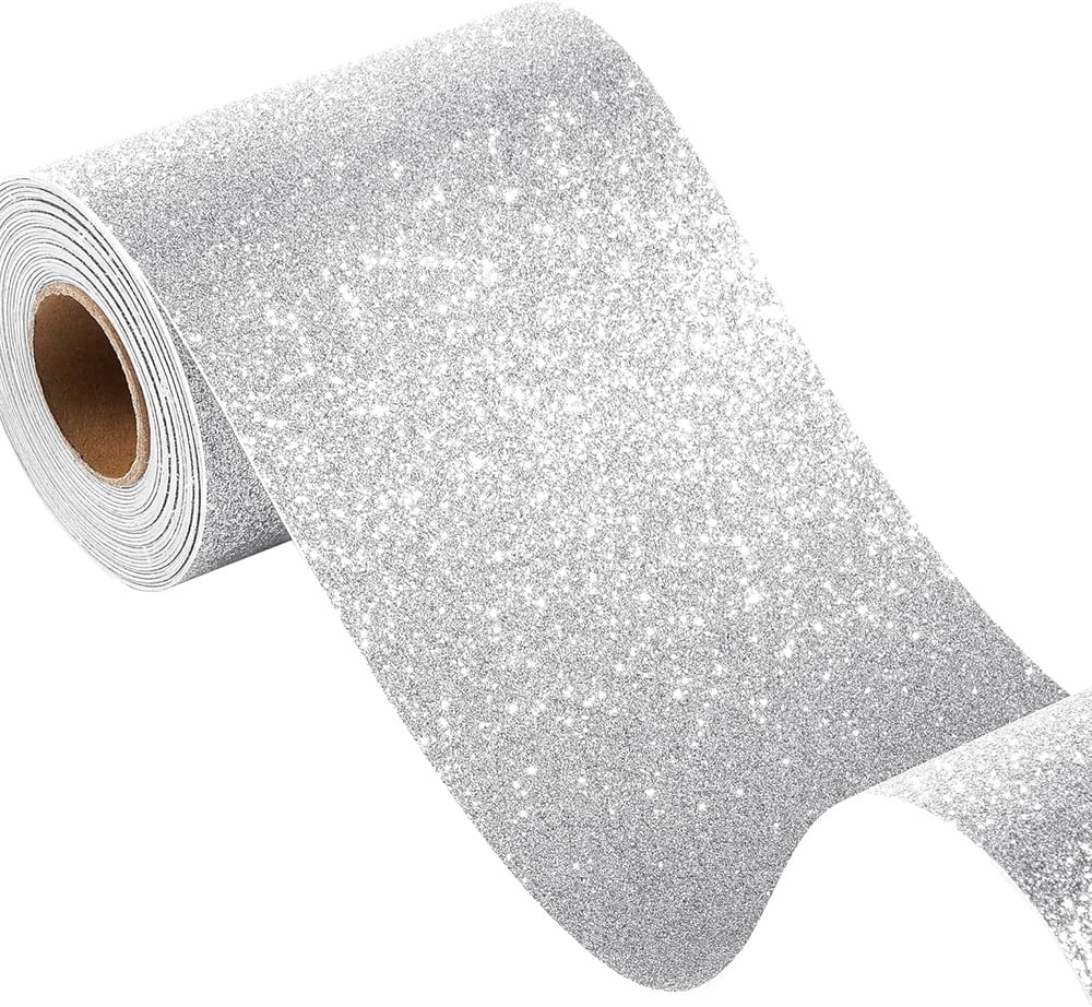 NOGIS Silver Wallpaper Border Self Adhesive Sparkle Wall Borders Peel ...