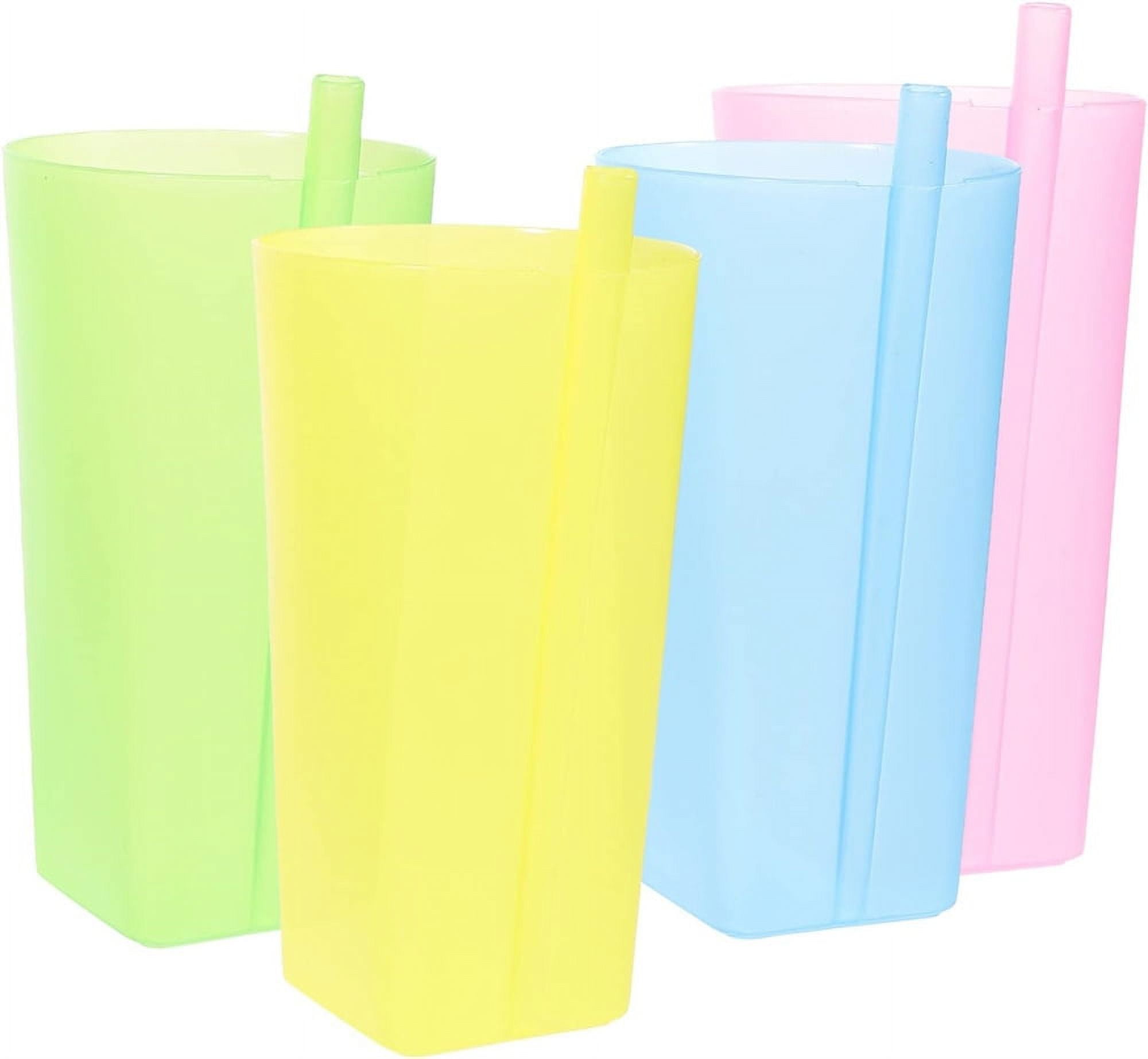 NOGIS Sippy Cup 4PC Sippy Cups Plastic Cups with Built- in Straw Candy ...