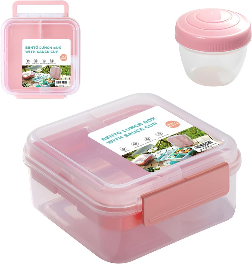 NOGIS Square Portable Bento Lunch Container Box with Handle, BPA Free ...