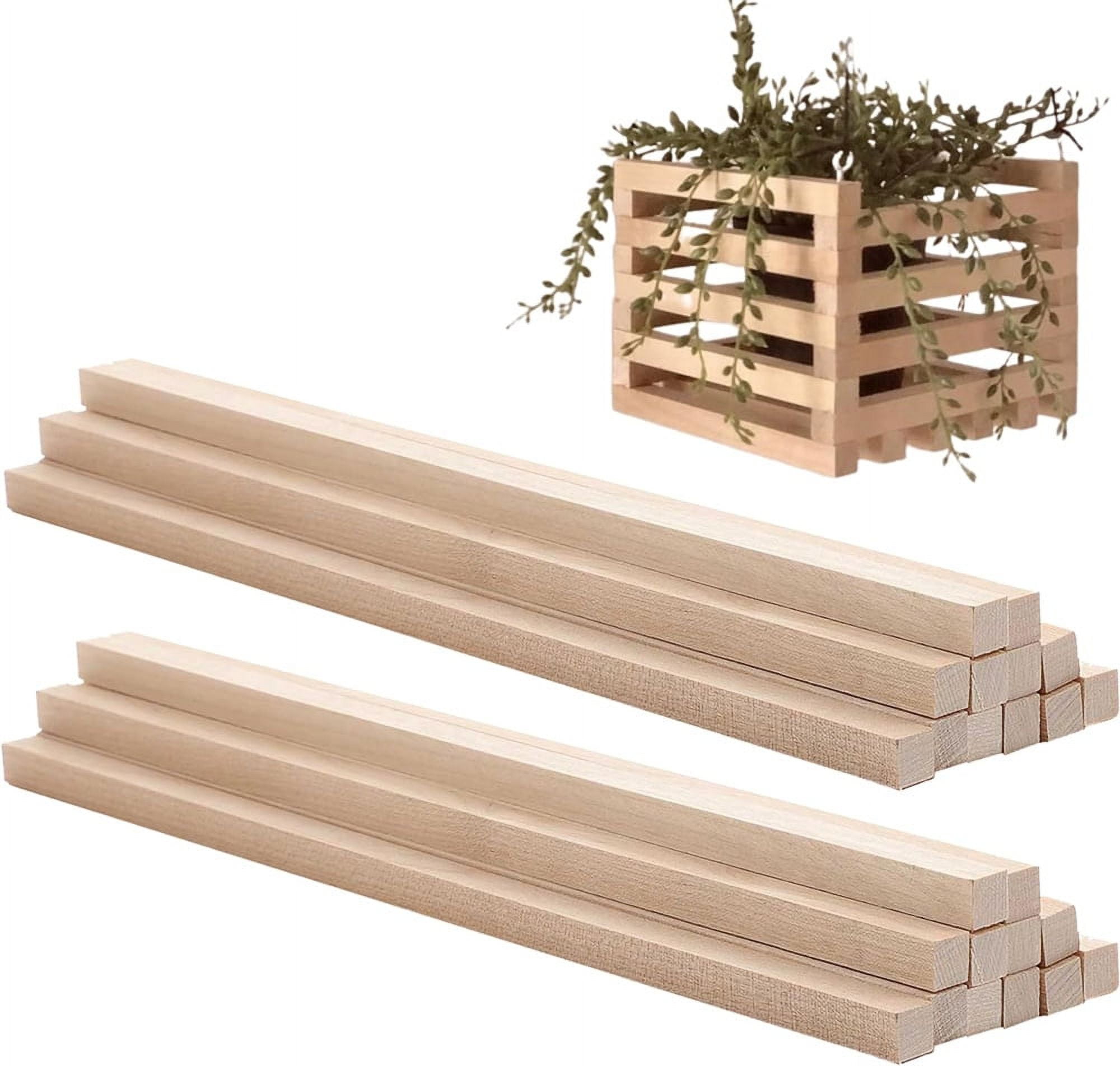 NOGIS Square Wood Dowel Rod 12" x 1/2" Pack of 20 Square Wooden Dowel ...