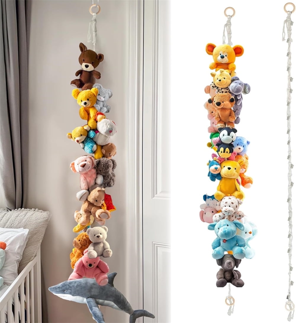 NOGIS Stuffed Animal Storage with 20 PCS Metal Clips, Cotton Hanging ...