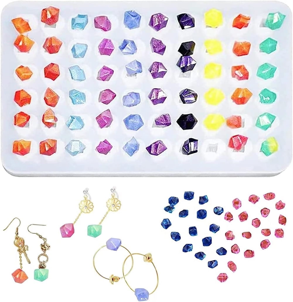 NOGIS Super Glossy Silicone Mold 60 Cavities for Mini Gems 3D Diamond ...