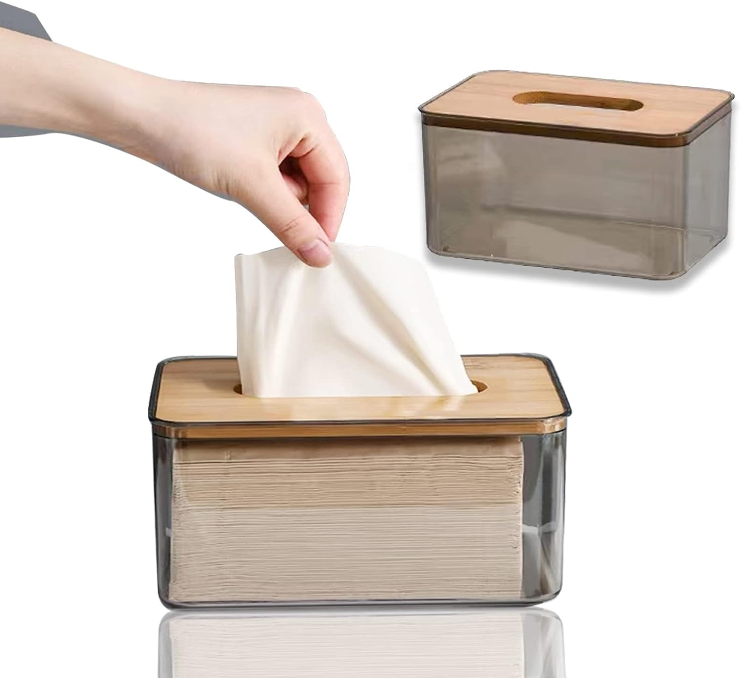 NOGIS Tissue Holder, Dryer Sheet Dispenser Box with Bamboo Wood Lid ...