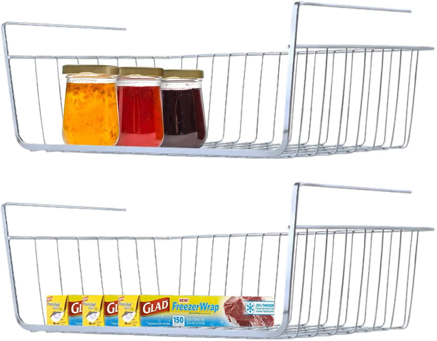 NOGIS Under Shelf Basket, 2 Pack Stainless Steel Wire Rack for Cabinet ...