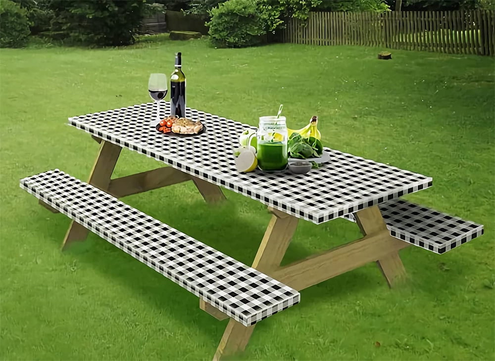 NOGIS Vinyl Picnic Tablecloths and Bench Covers, Waterproof Picnic ...