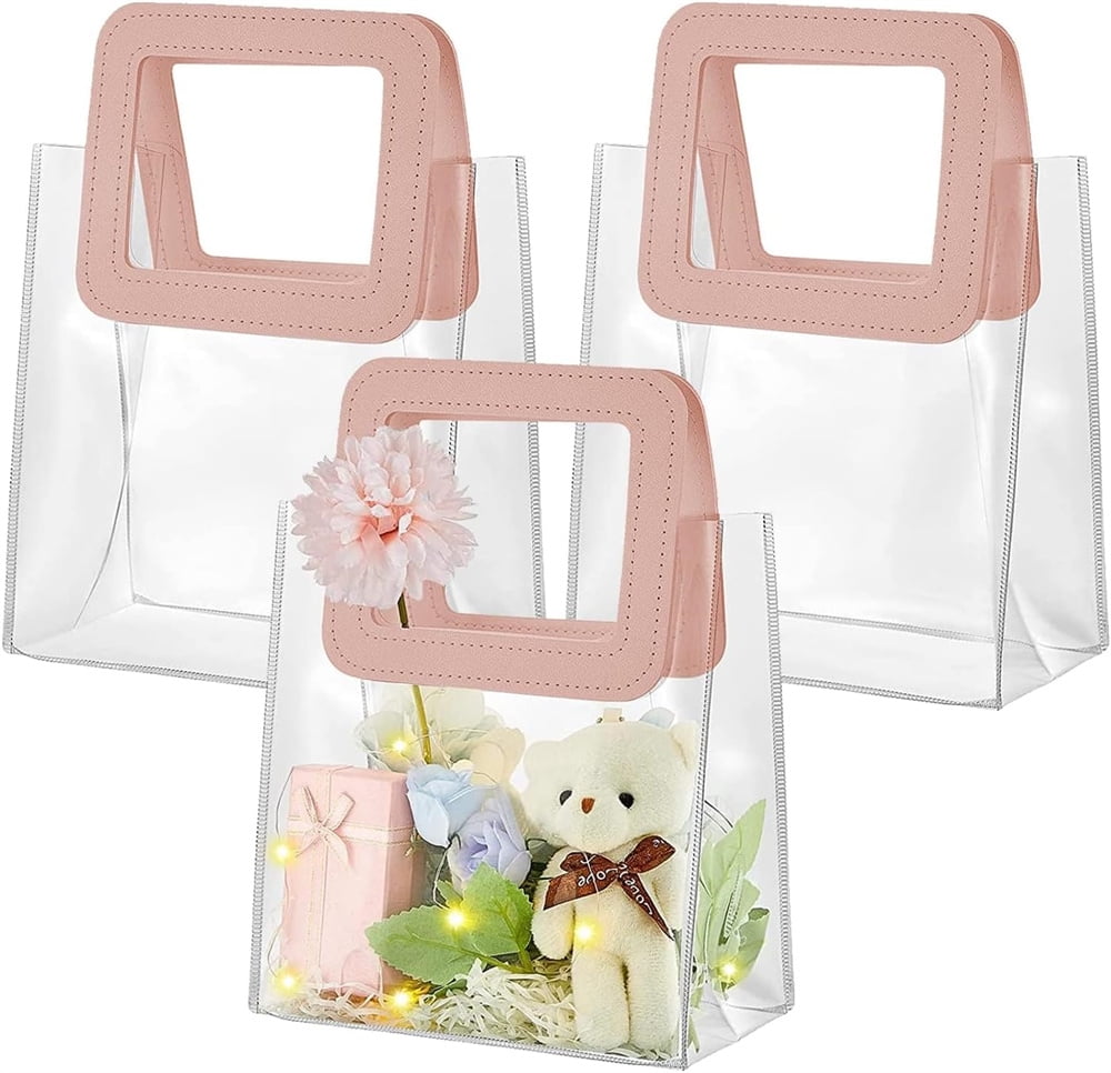 NOGIS Wedding Clear Gift Bag with Handle Transparent Gift Bag with ...