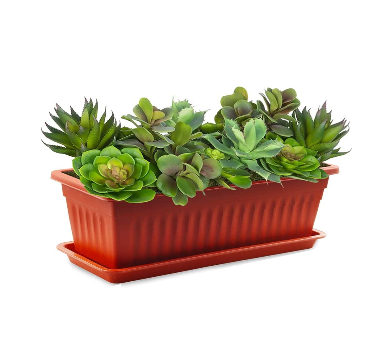 NOGIS Rectangular Window Box Planters, 17 Inches Plastic Outdoor Sill ...