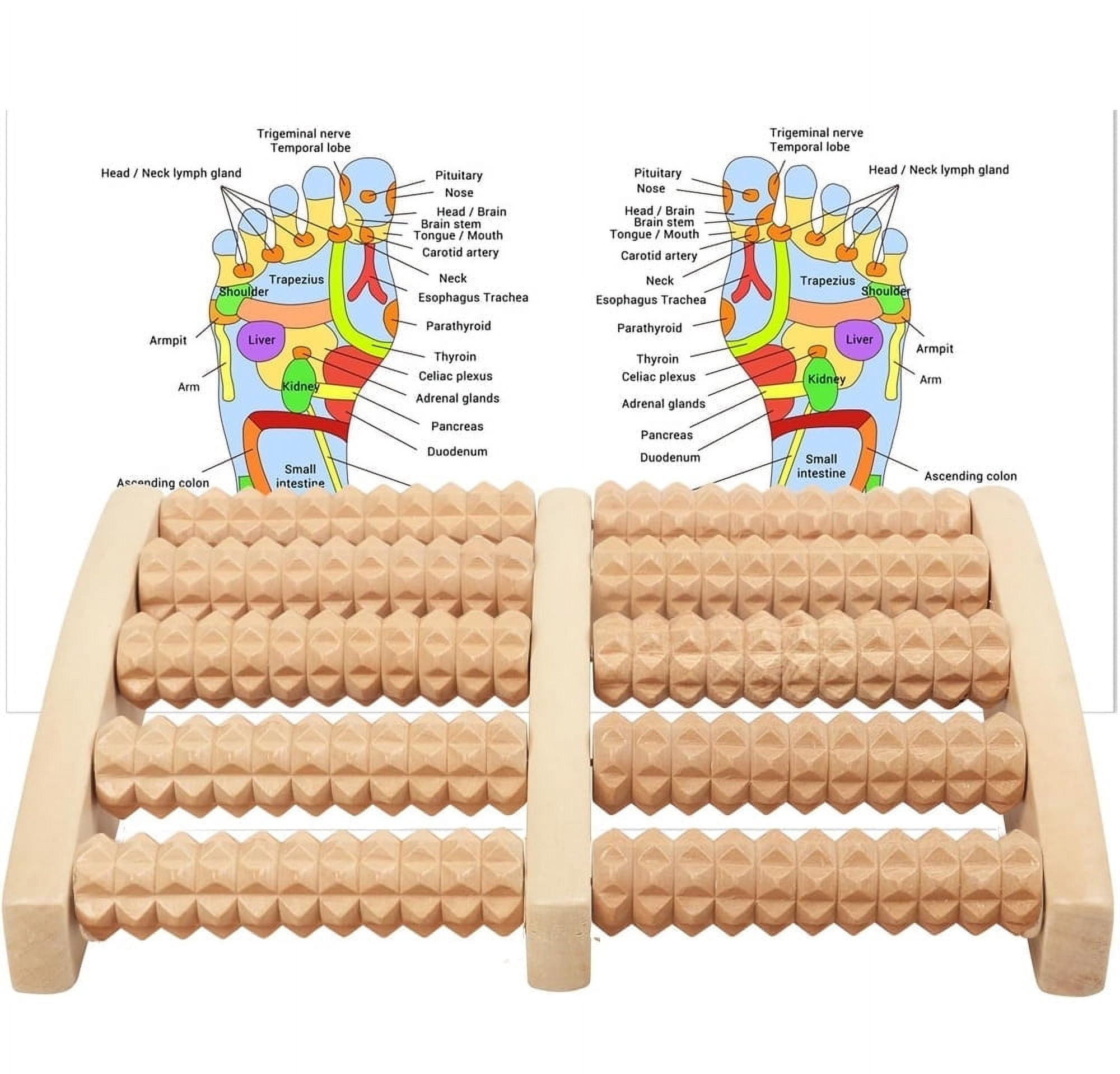 NOGIS Wooden Foot Massager Roller, Dual Foot Massage Roller for Relief ...