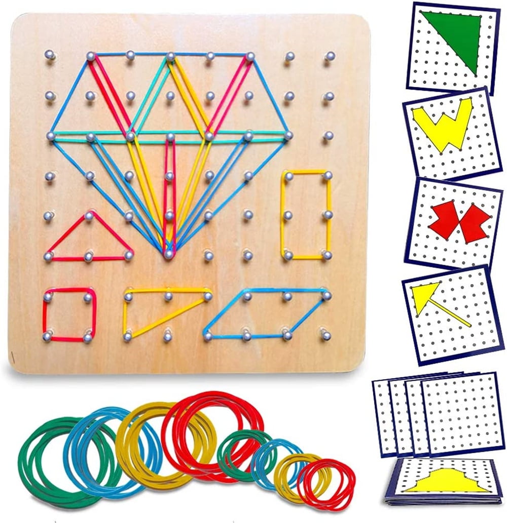 NOGIS Wooden Geoboard Math Manipulative Matrix Block 8X8 Geo Learning ...