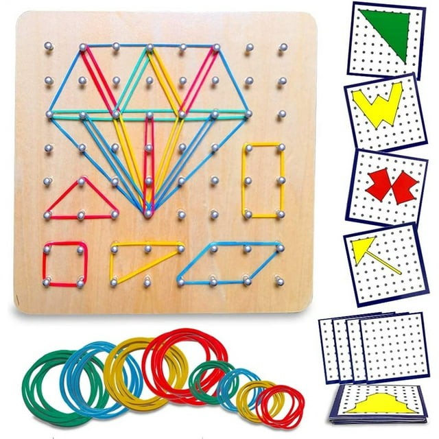 NOGIS Wooden Geoboard Math Manipulative Matrix Block 8X8 Geo Learning ...