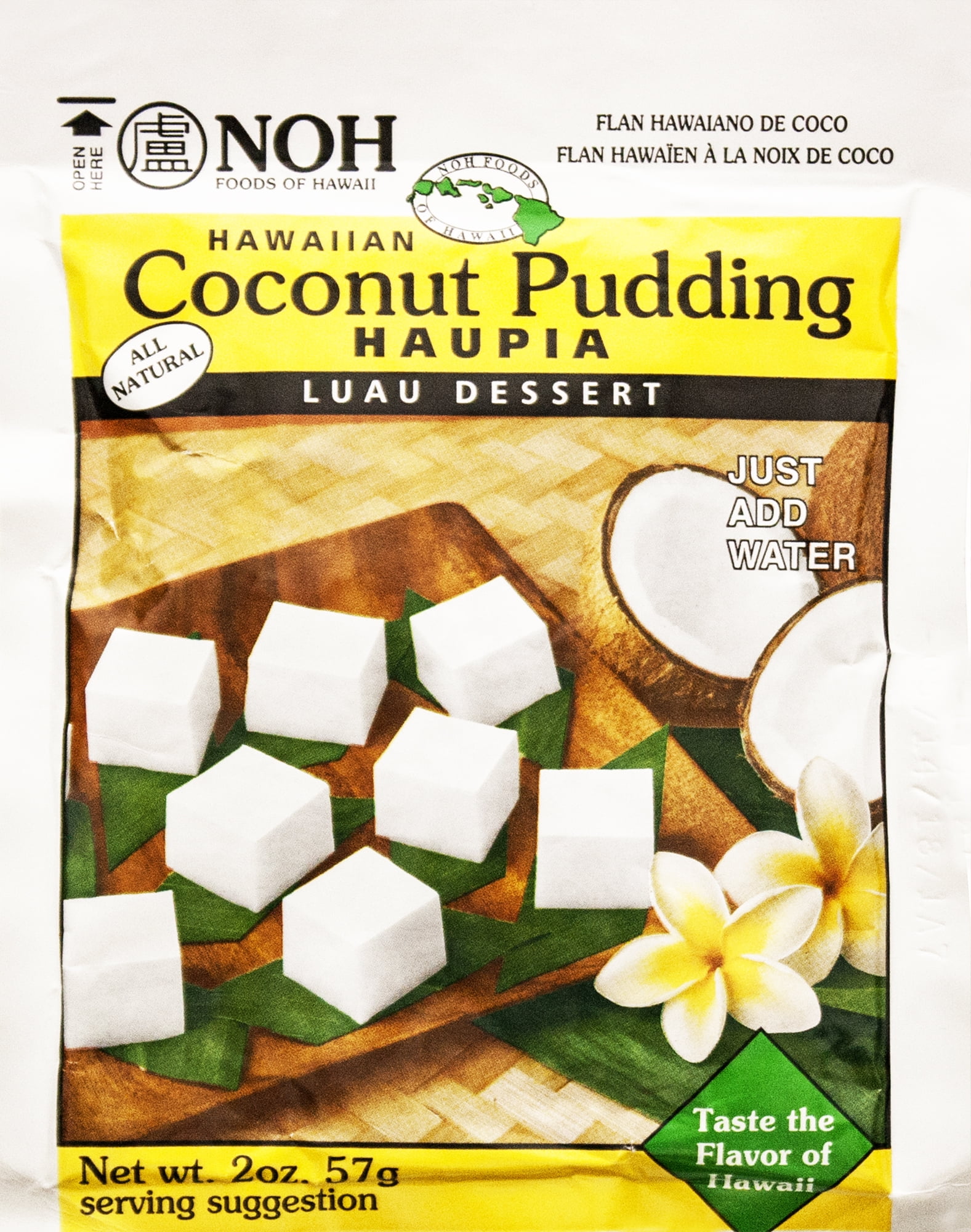 NOH Foods of Hawaii Hawaiian Coconut Pudding, 2 oz Packet, Contains ...