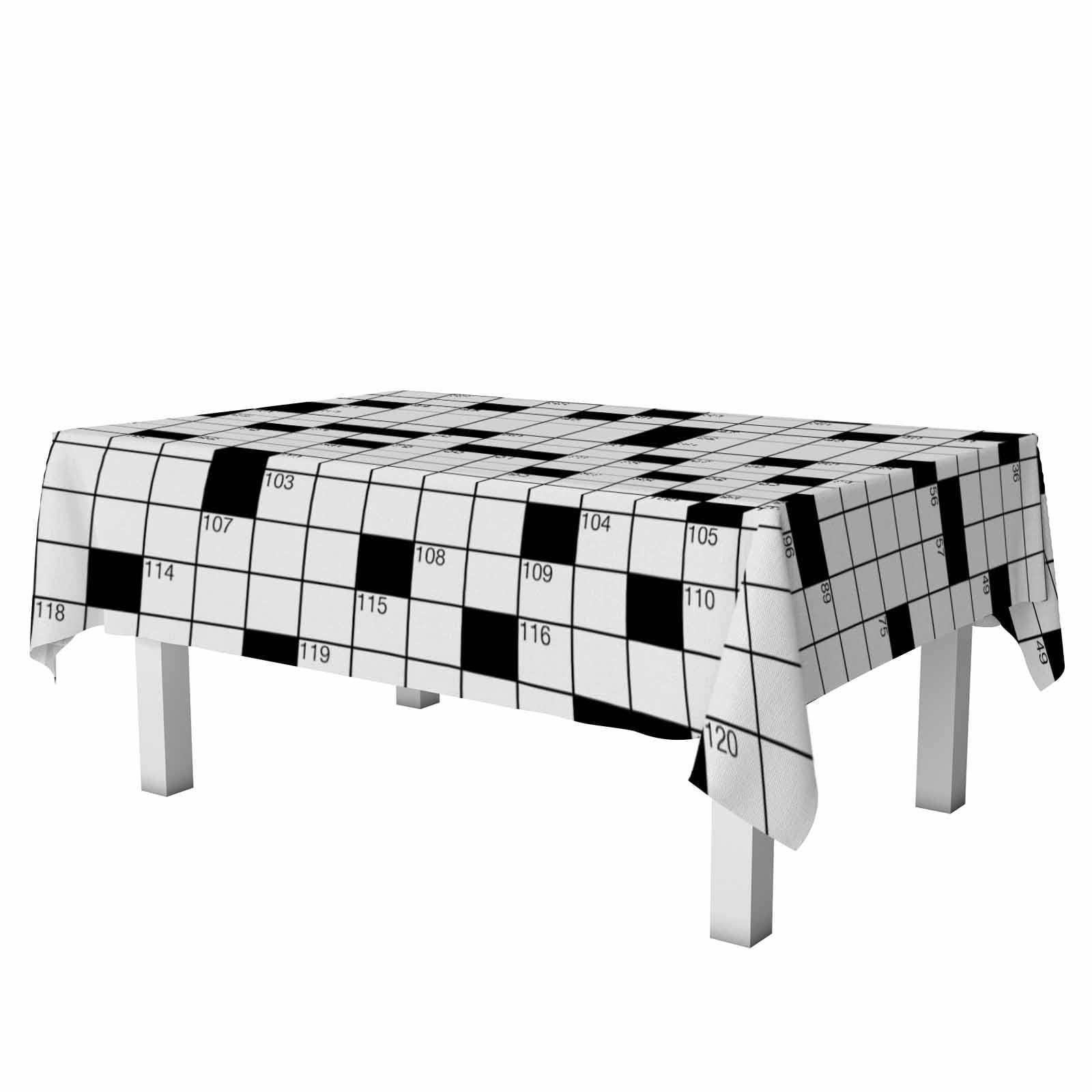 NOHSHE Crossword Puzzle Table Cloth Black White Waterproof 52x70 ...