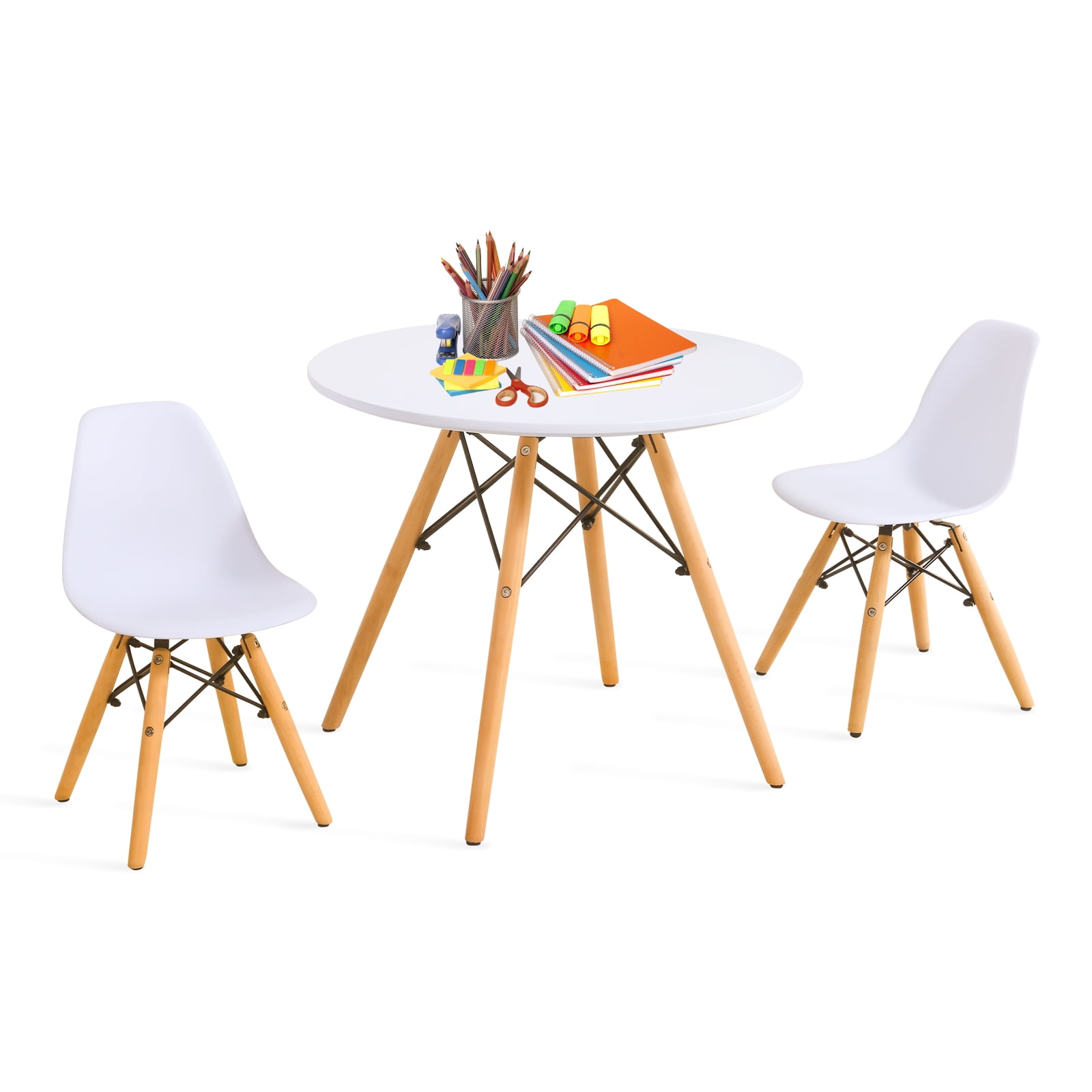 NOICOI 3-Piece Kids Dining Set Table, Compact Mid-Century Modern Table ...