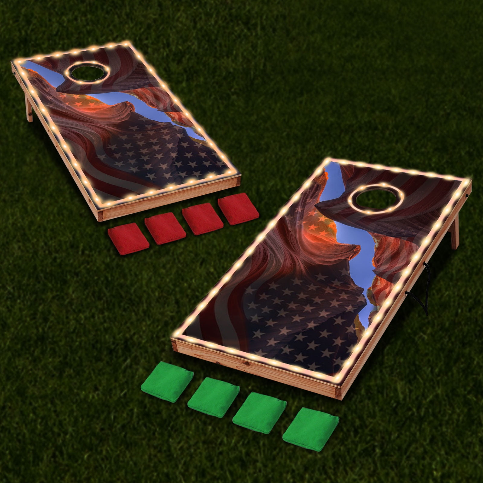 NOICOI 4ft x 2ft Led Cornhole Sets Outdoor Yard Games with 16 Color ...