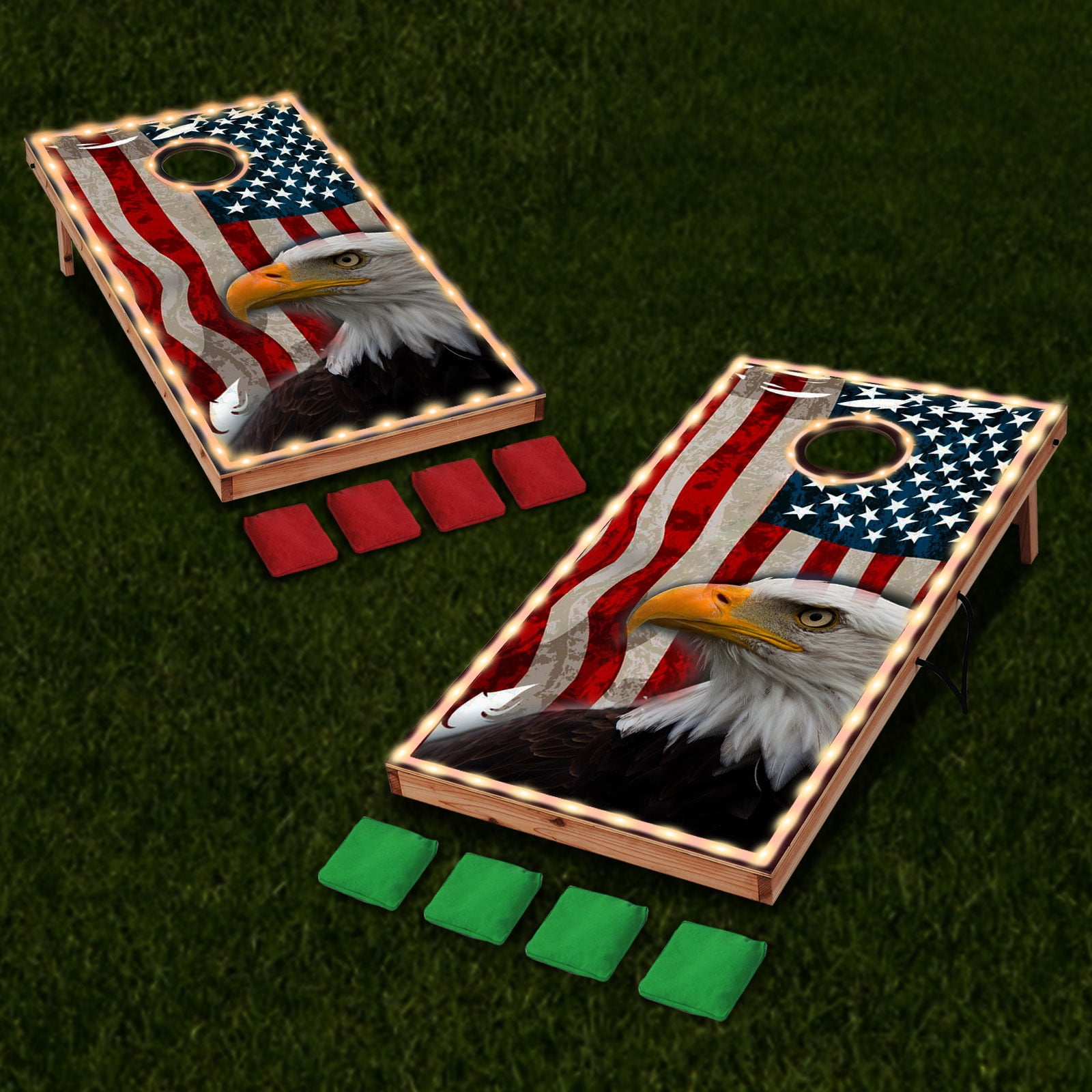 NOICOI 4ft x 2ft LED Cornhole Outdoor Yard Games with Glow in Dark ...