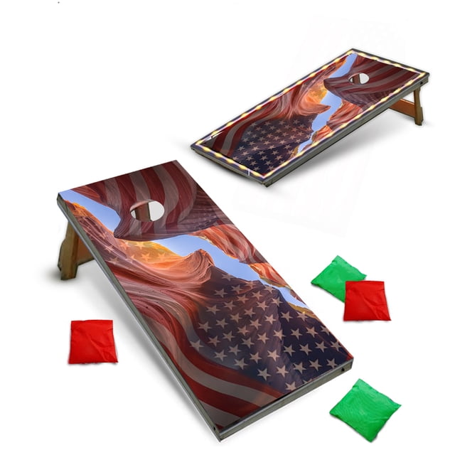 NOICOI 4ft x 2ft Led Cornhole Sets Outdoor Yard Games with 16 Color ...