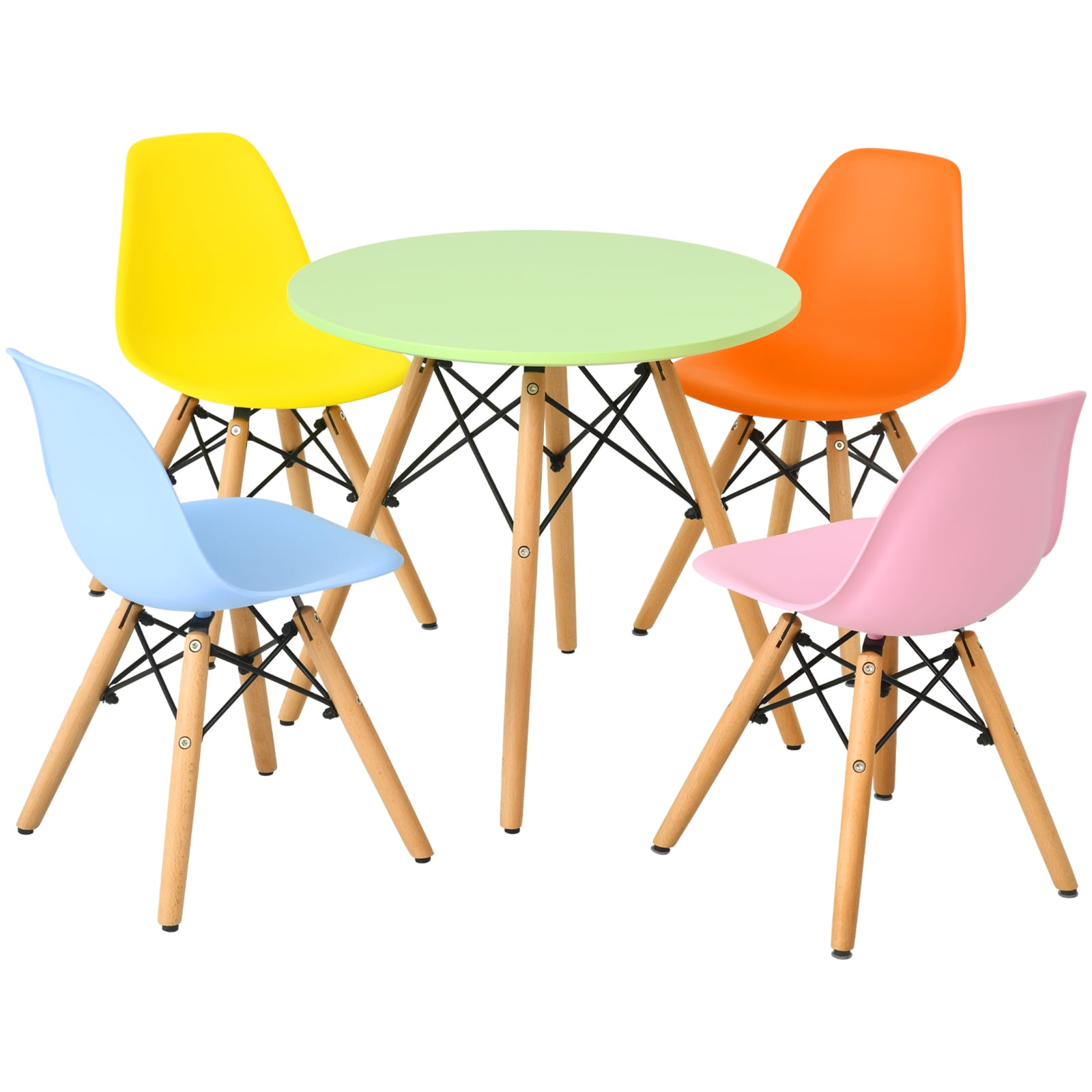 NOICOI 5-Piece Dining Set Table, Compact Mid-Century Modern Table ...