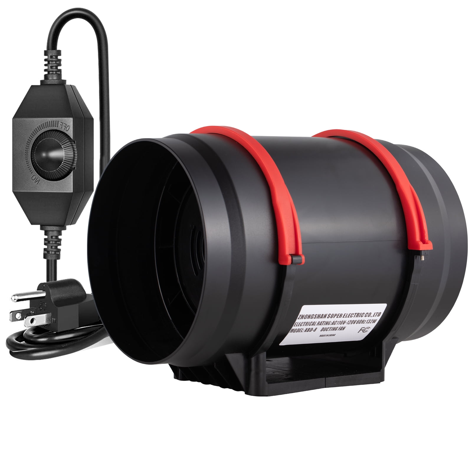 NOICOI Lnline Duct Fan, 8-Inch with Variable Speed Controller, Quiet AC ...