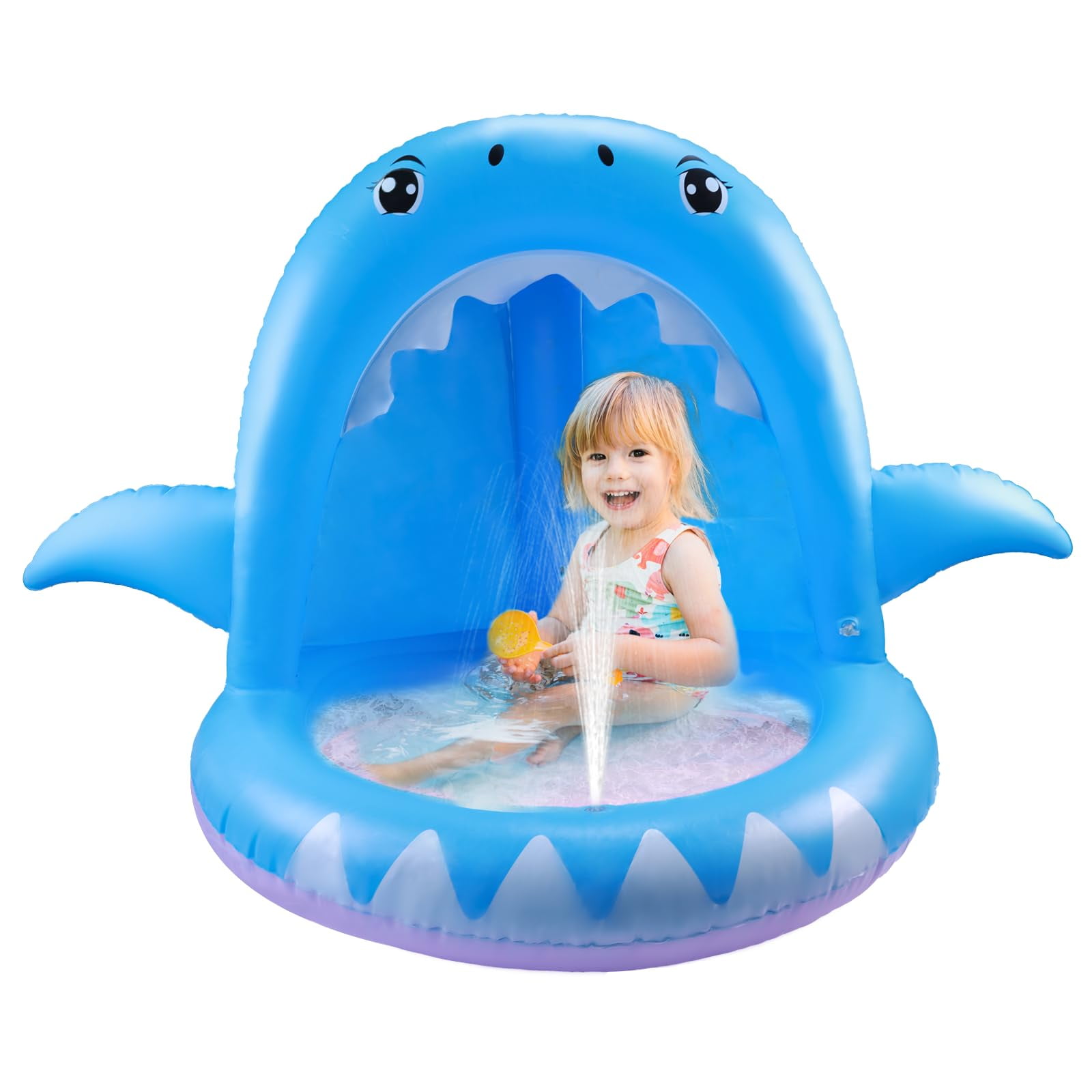 NOKA Kiddie Pool for Toddlers, 55" Splash Pool with Sun Canopy ...