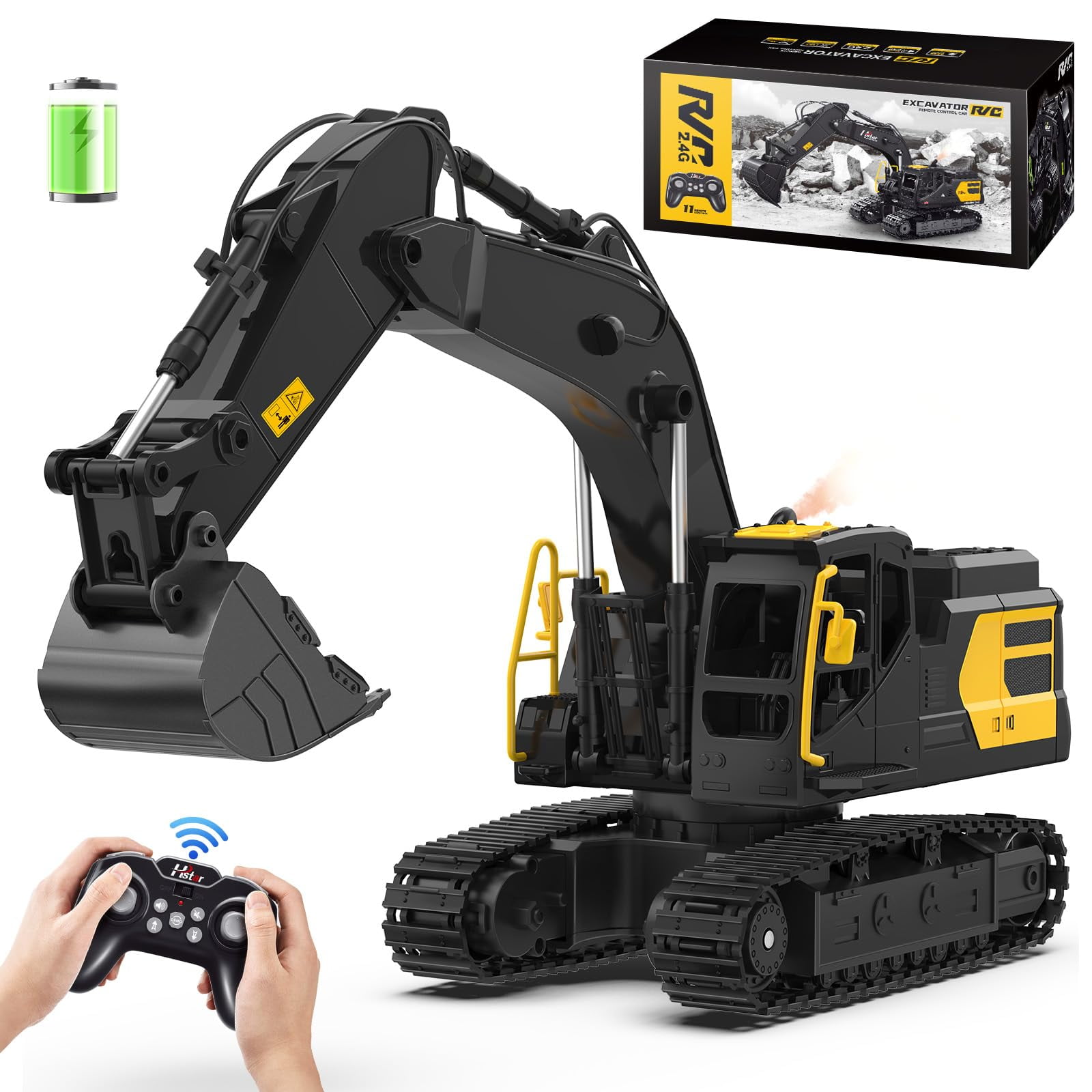 NOKA Remote Control Excavator Toys, 1:18 Scale RC Excavator with Metal ...