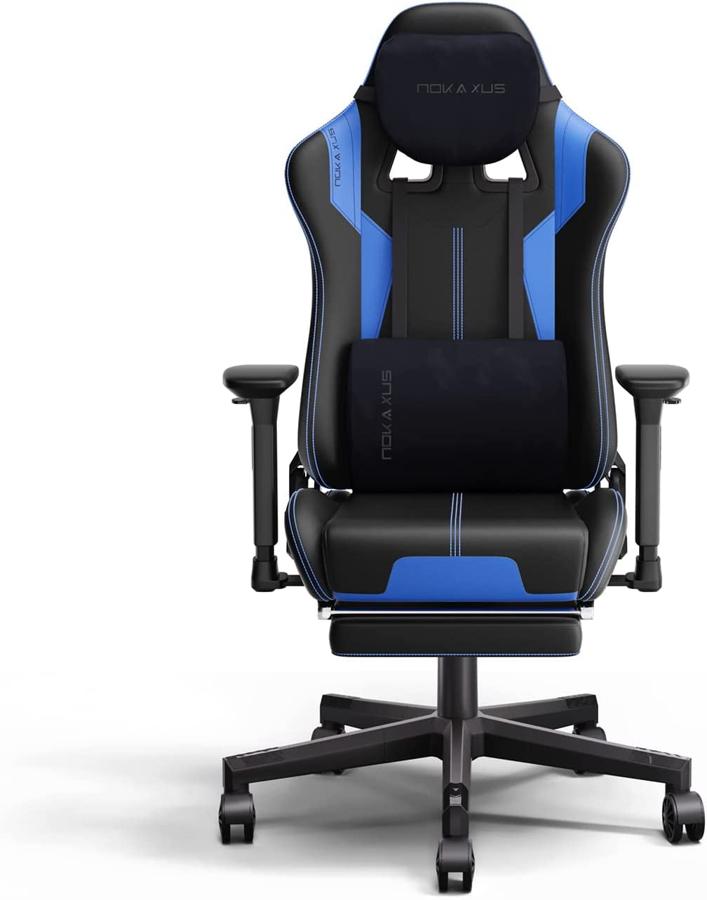 NOKAXUS Gaming Chair with Retractible Footrest Adjustment of backrest ...