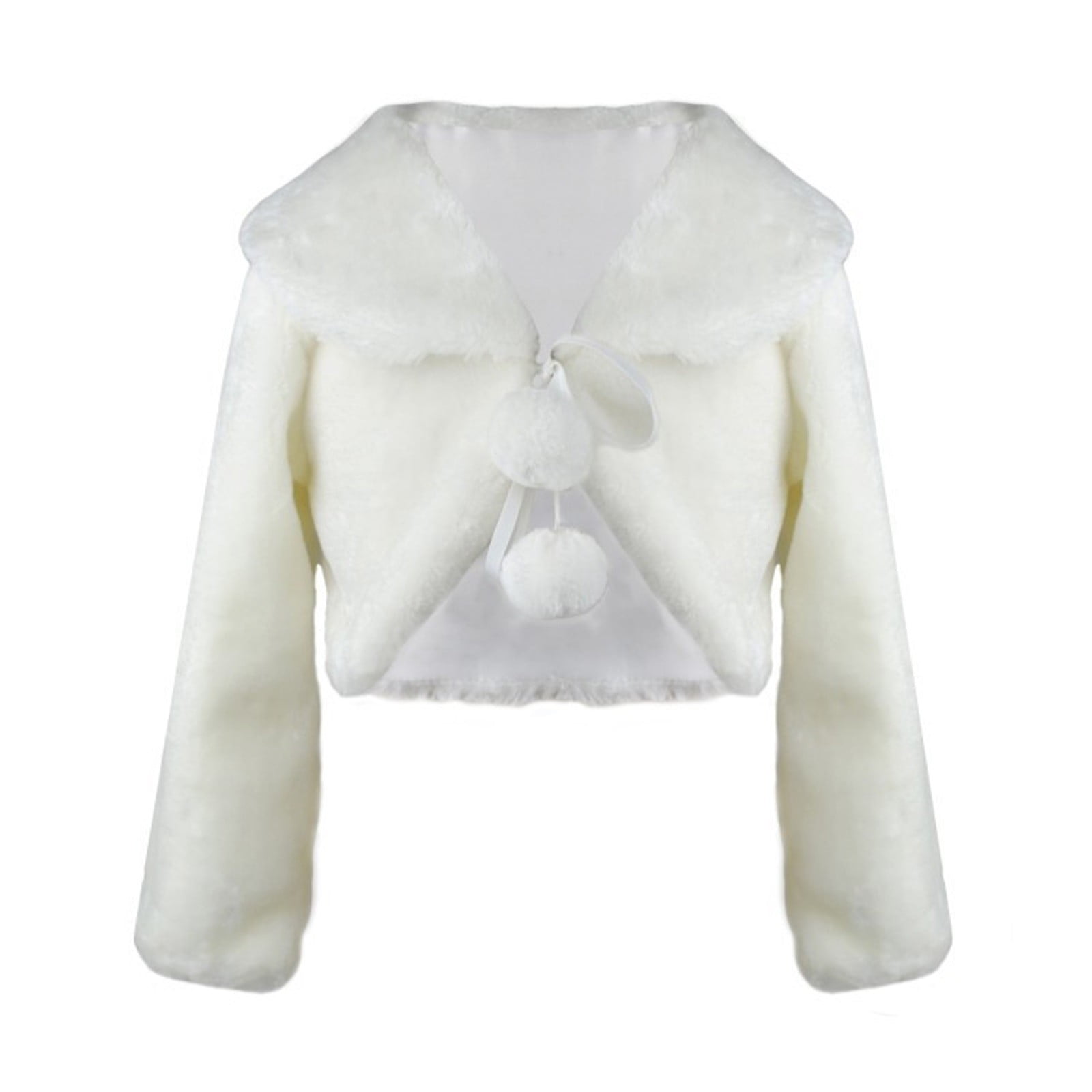 NOKIO Baby Girls Faux Fur Bolero Jacket Princess Bridesmaid Long Sleeve ...