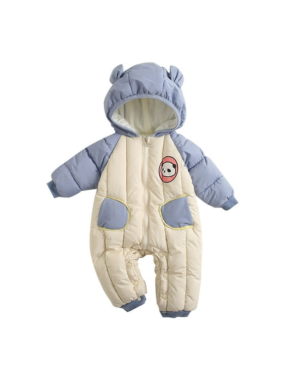 Lovebay Newborn Baby Girl Boy Hooded Bear Snowsuit Down Jumpsuit Puffer Romper Coat - Walmart.com