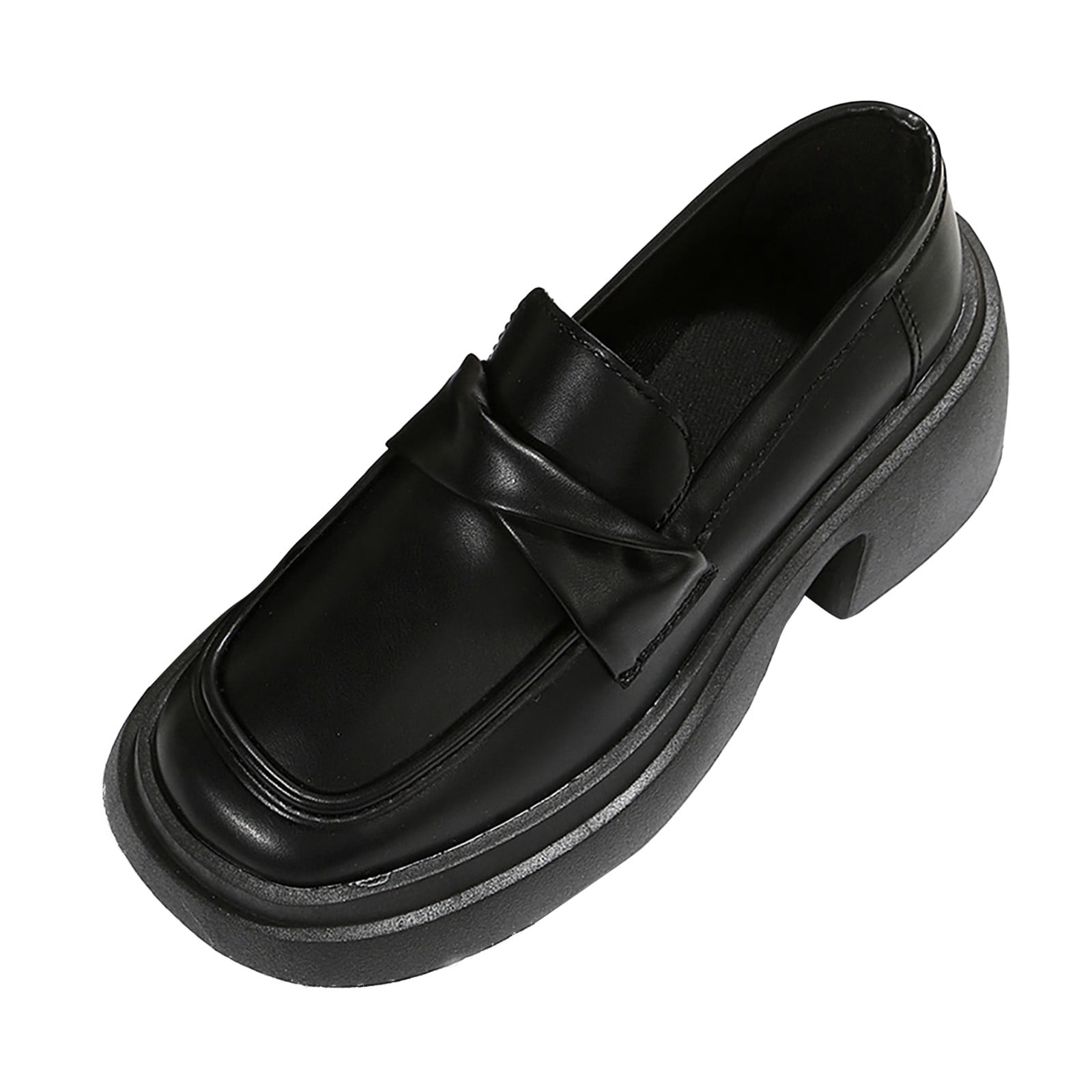 NOKIO Black Platform Chunky Loafers for Women Mary Jane Loafers Slip On ...