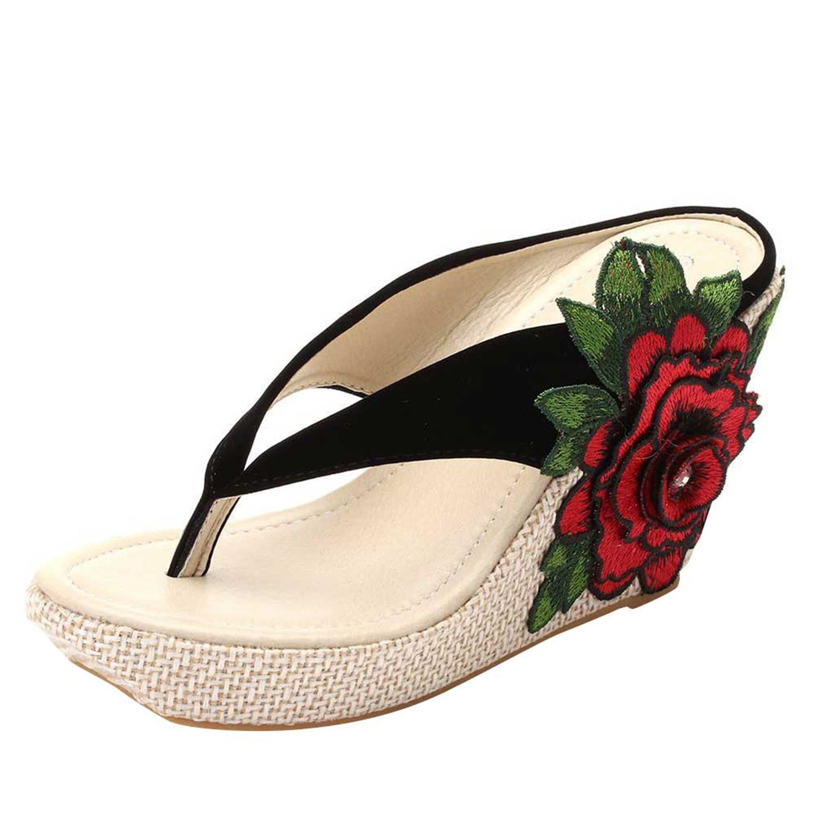 NOKIO Clearence Women’s Embroidered Flip Flops Summer Platform Sandals ...