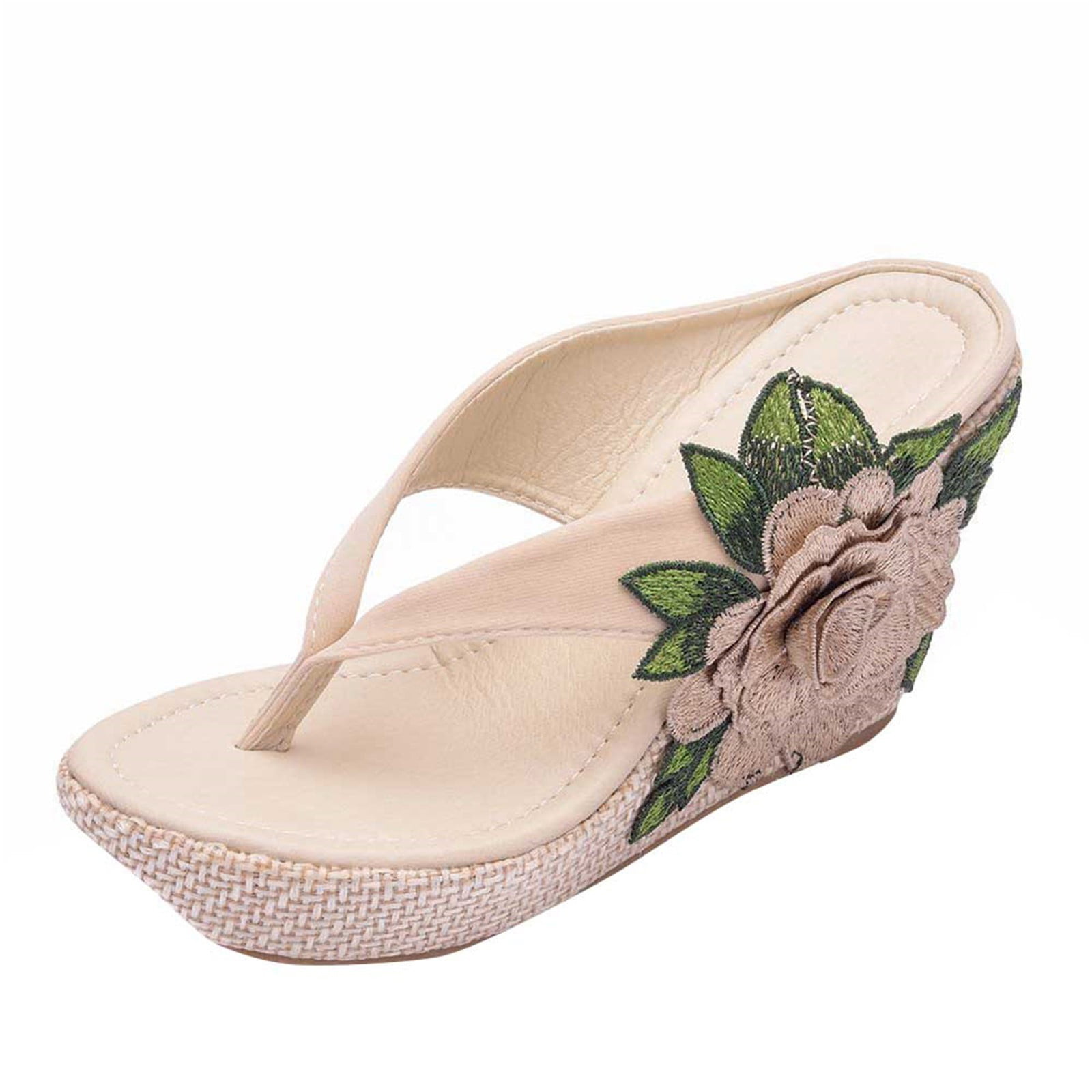 NOKIO Clearence Women’s Embroidered Flip Flops Summer Platform Sandals ...