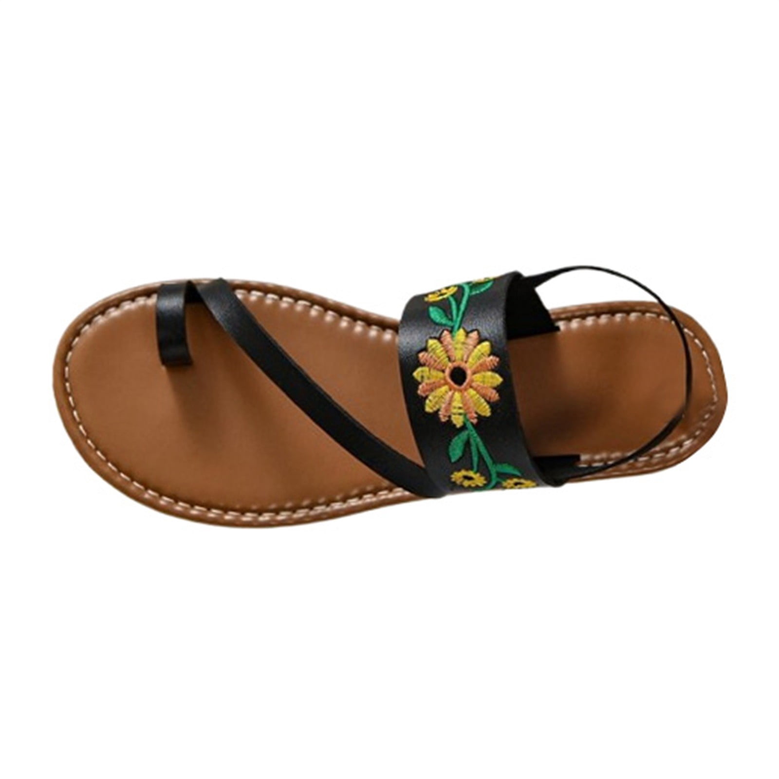NOKIO Clearence Women's Slip-On Embroidered Sandals Wide Fit Flat Sole ...