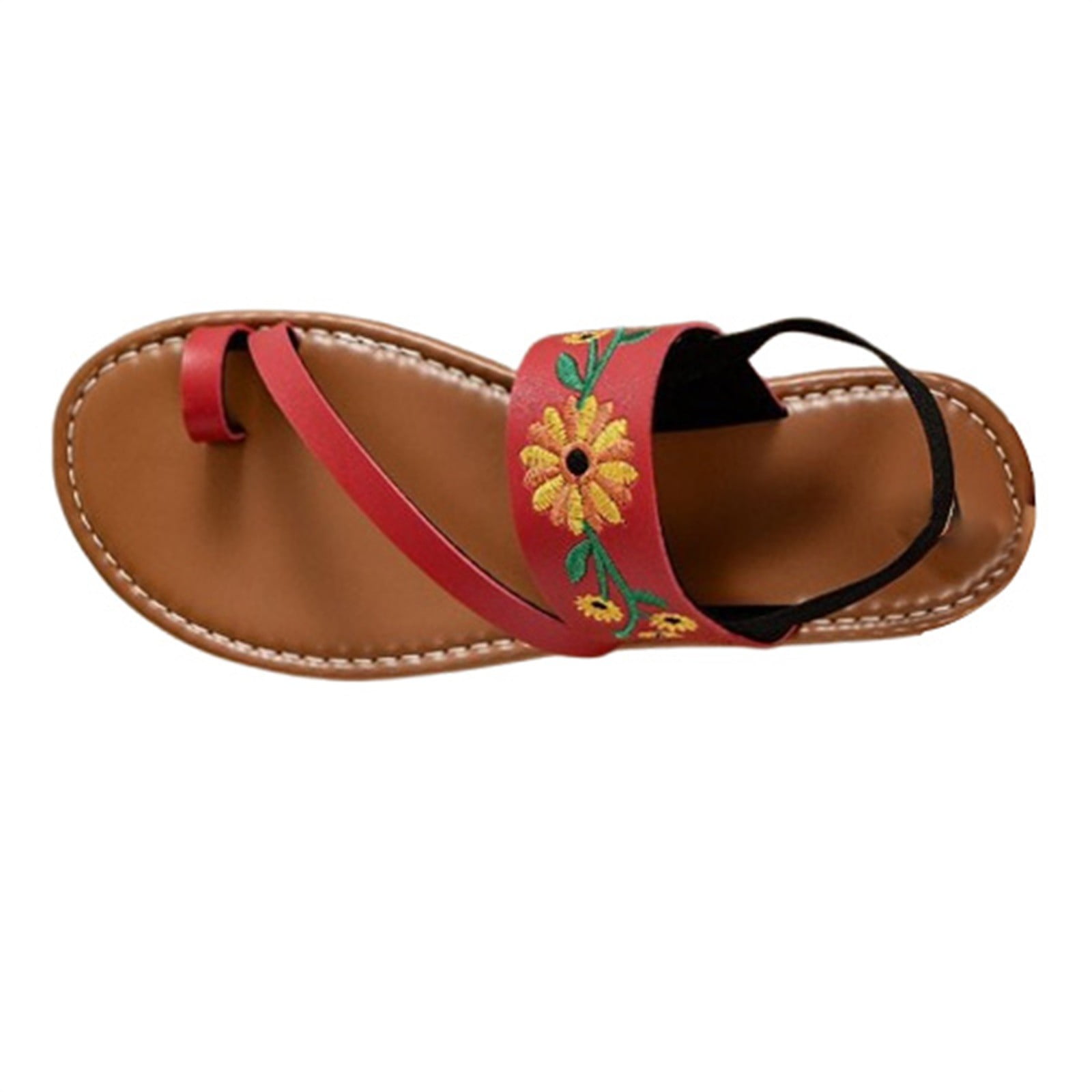 NOKIO Clearence Women's Slip-On Embroidered Sandals Wide Fit Flat Sole ...