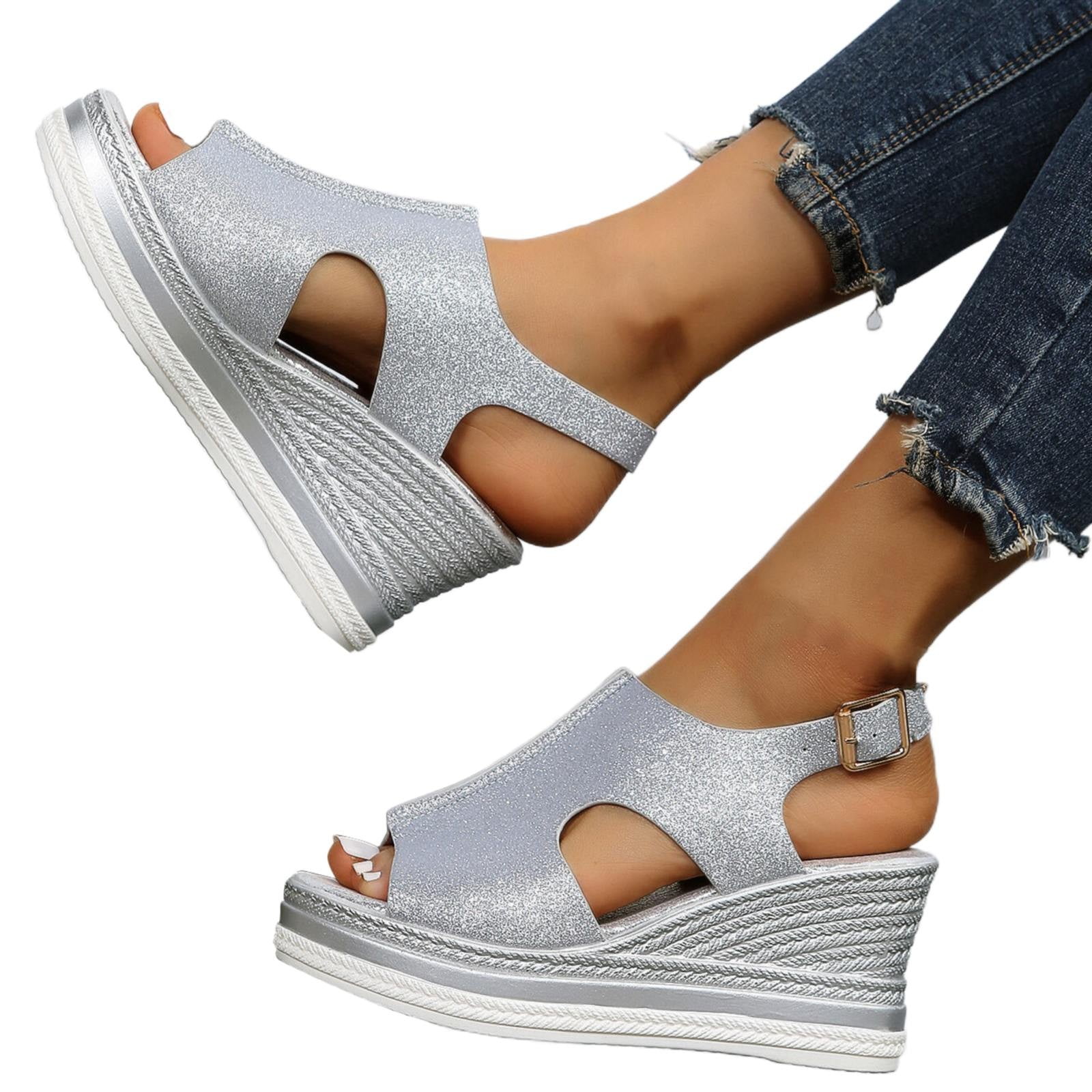 NOKIO Comfortable Sandals for Ladies Large Size Shoes Wind Wedge Thick ...