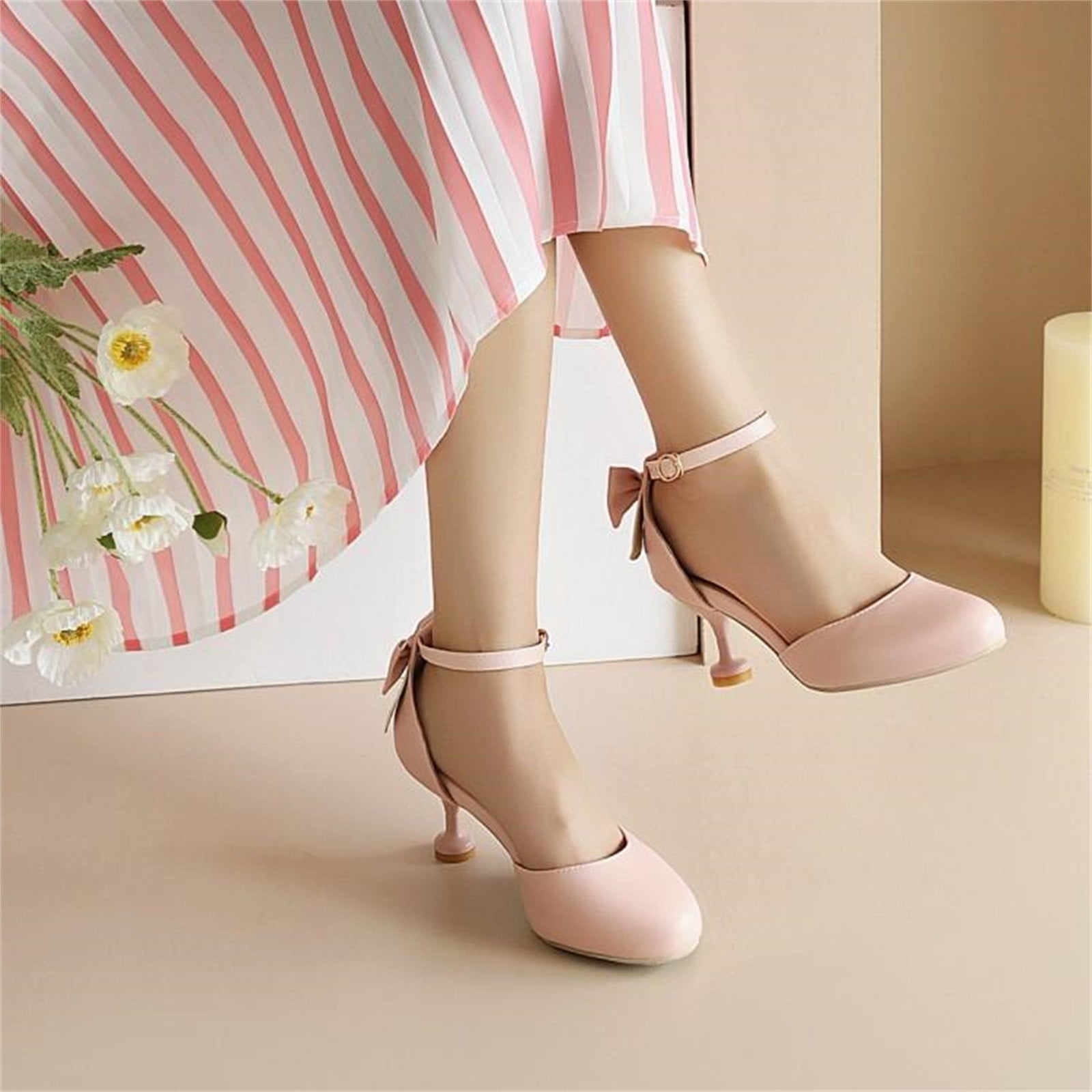 NOKIO Elegant Princess Stiletto Pumps Girls' Crystal Kitten Heels Big ...