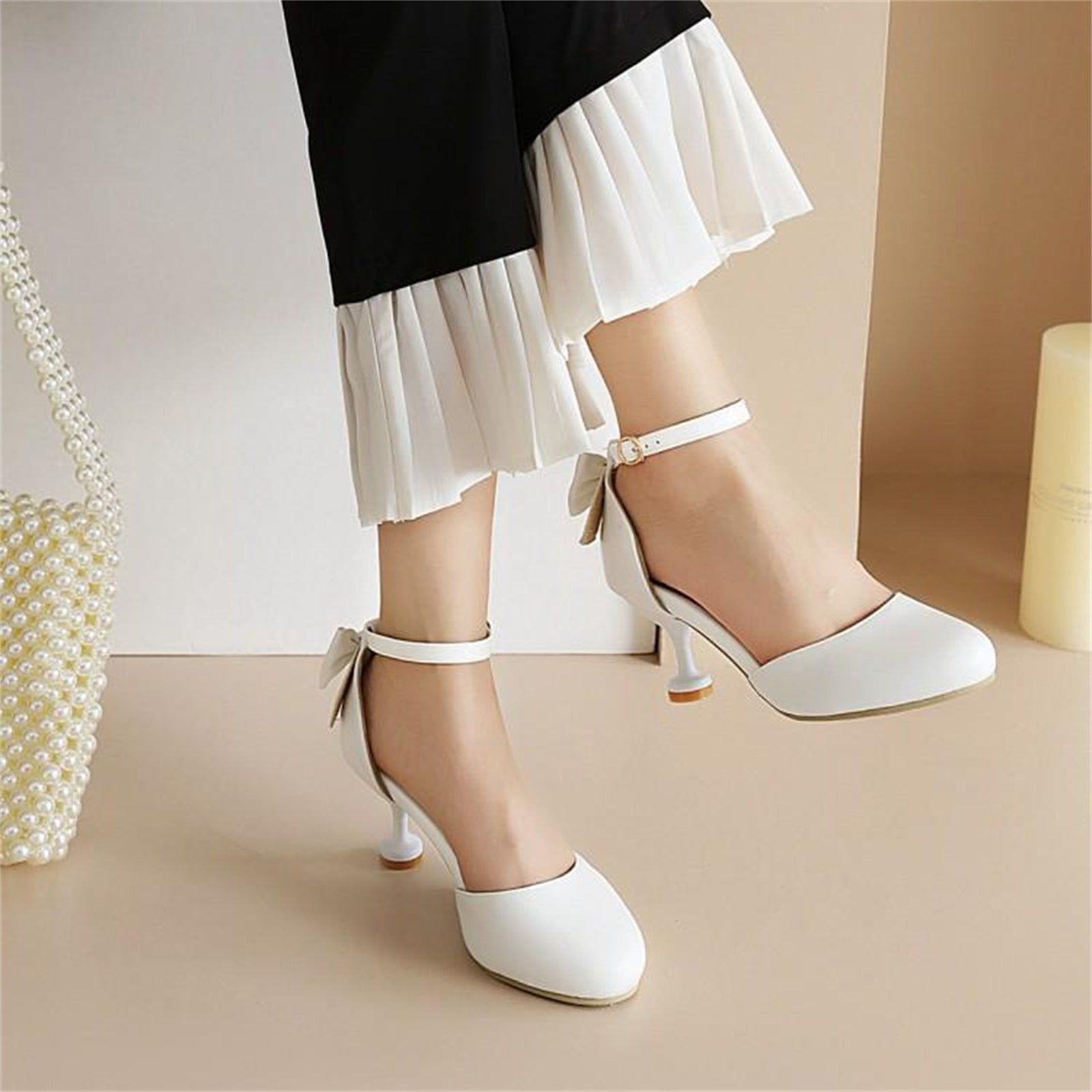 NOKIO Elegant Princess Stiletto Pumps Girls' Crystal Kitten Heels Big ...