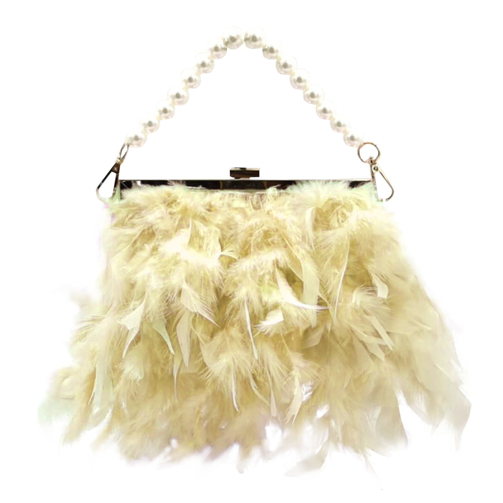 NOKIO Feather Clutch Purses for Women Wedding Evening Bride Furry Purse ...