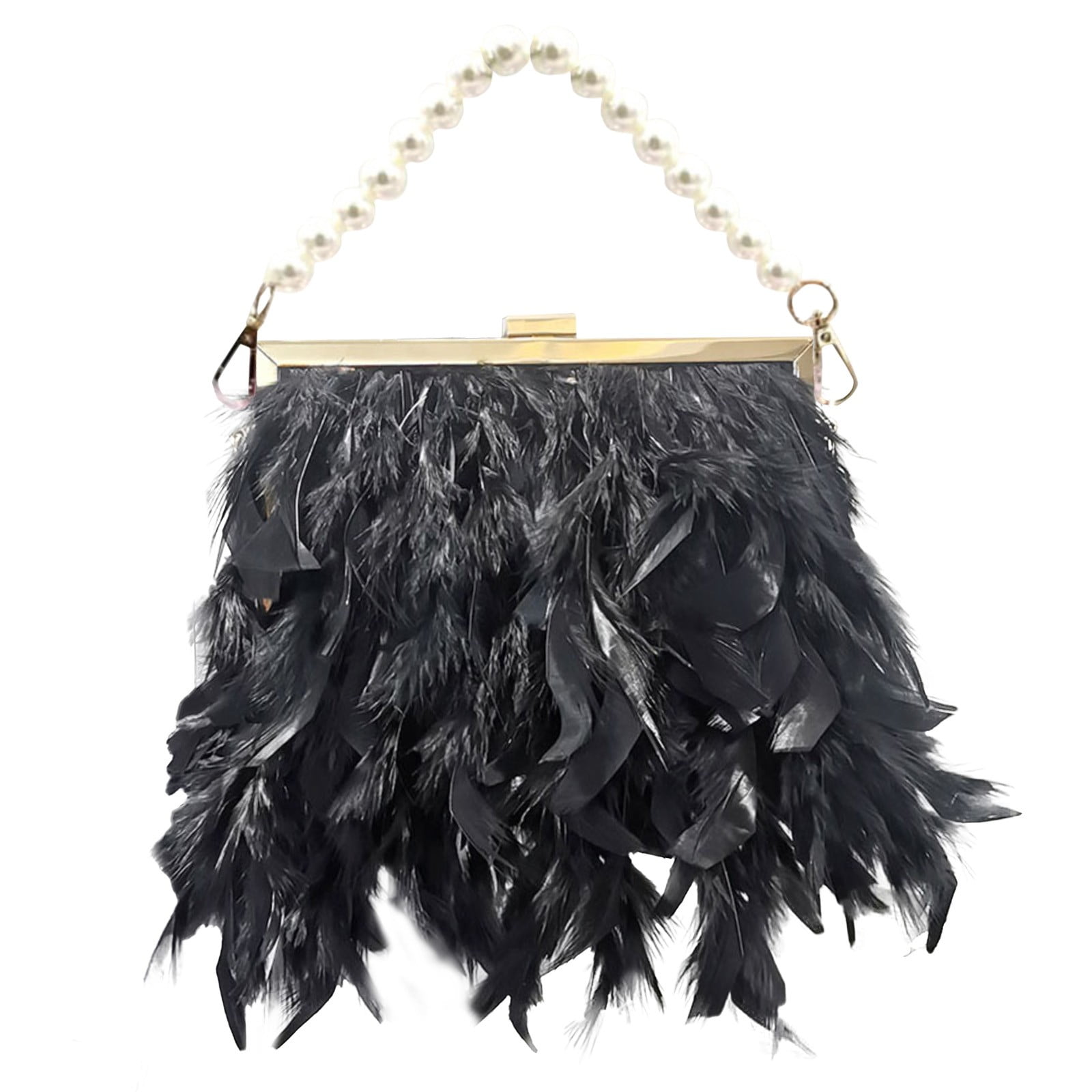 NOKIO Feather Clutch Purses for Women Wedding Evening Bride Furry Purse ...