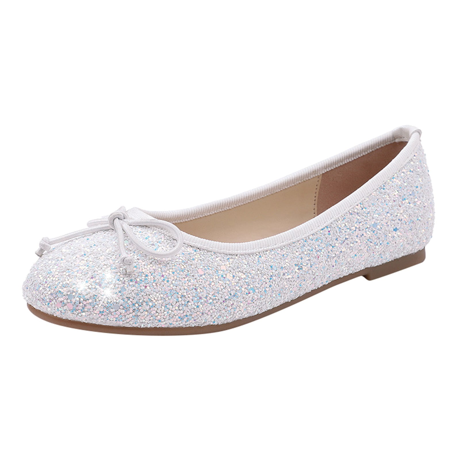 NOKIO Girls Dress Shoes Slip-on Rhinestone Glitter Ballet Flats for ...