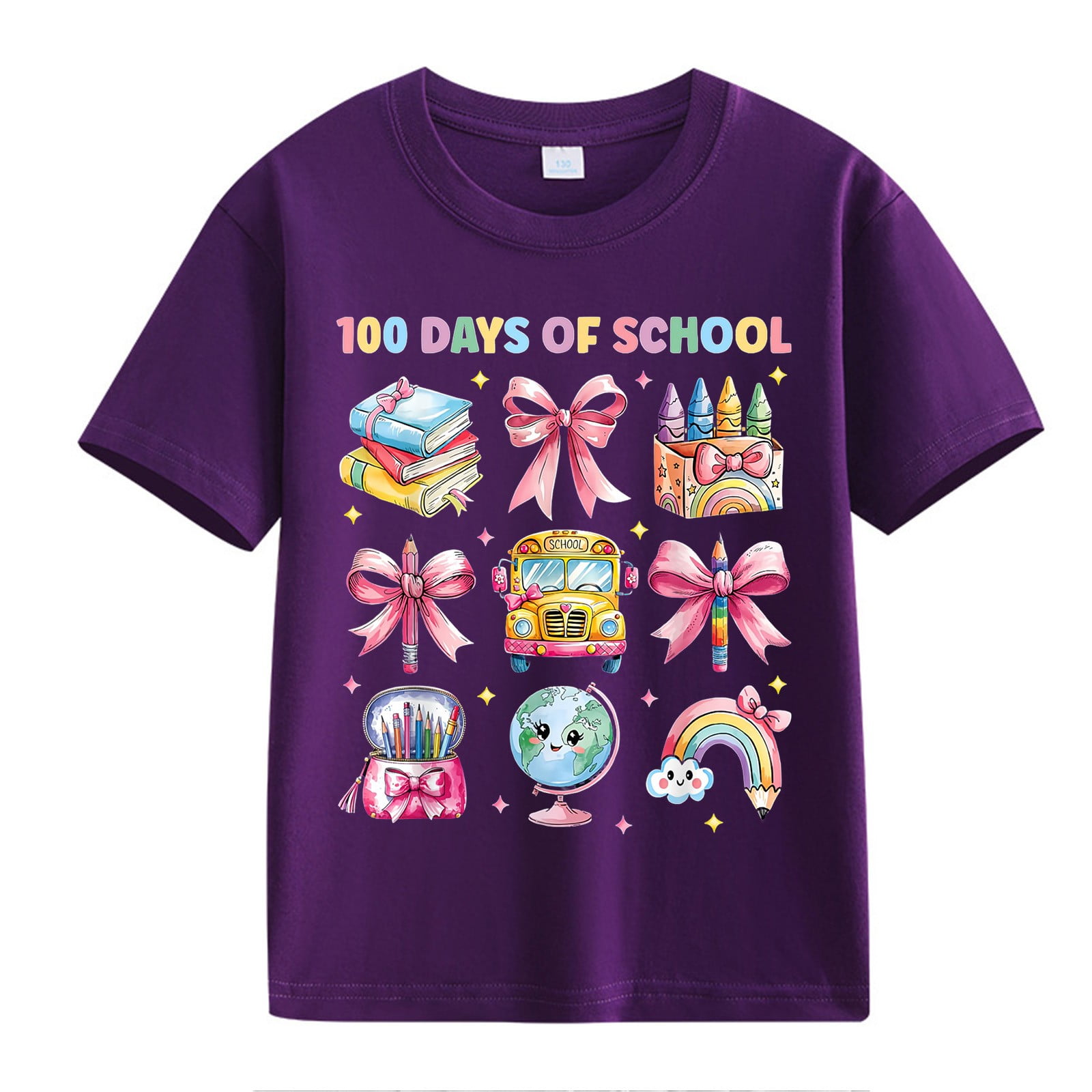 NOKIO Girls Trendy Crew Neck Top Girls' 100 Days Of School Leisure Tee ...