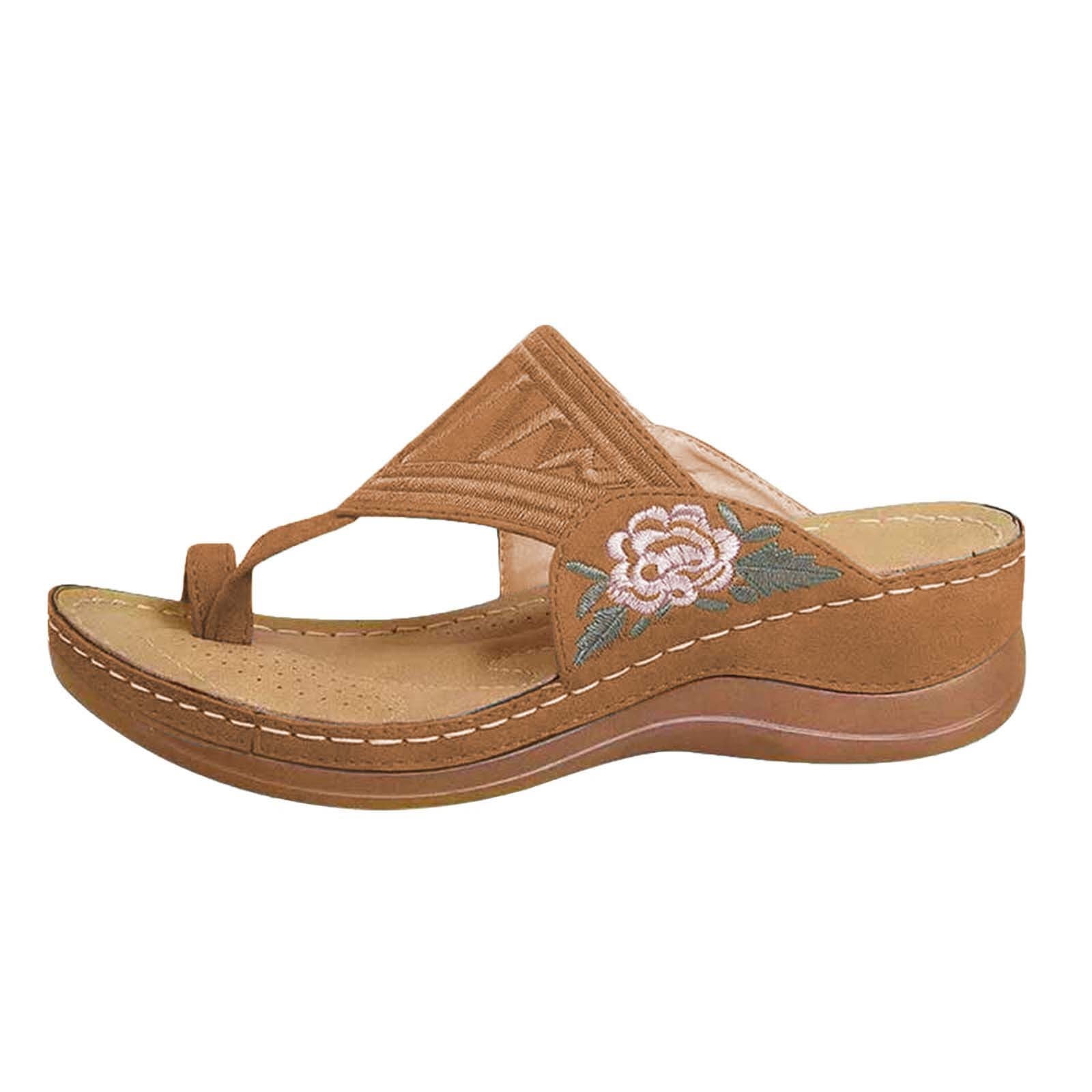 NOKIO Indoor Shoes for Ladies Embroidered Flower Sandals Women's Summer ...