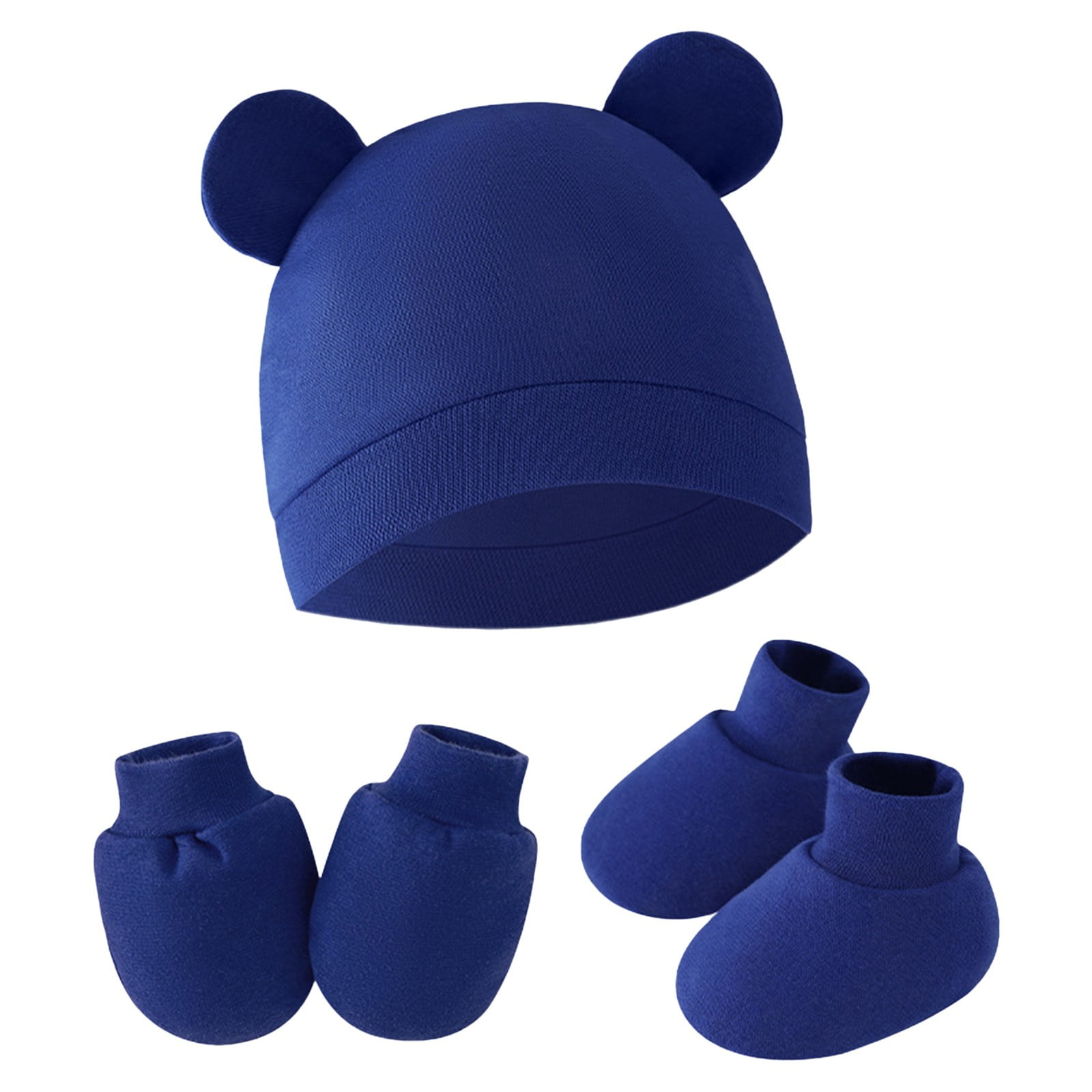 NOKIO Infant Cap And Scratch Prevention Mittens Set Baby Ears Hats ...