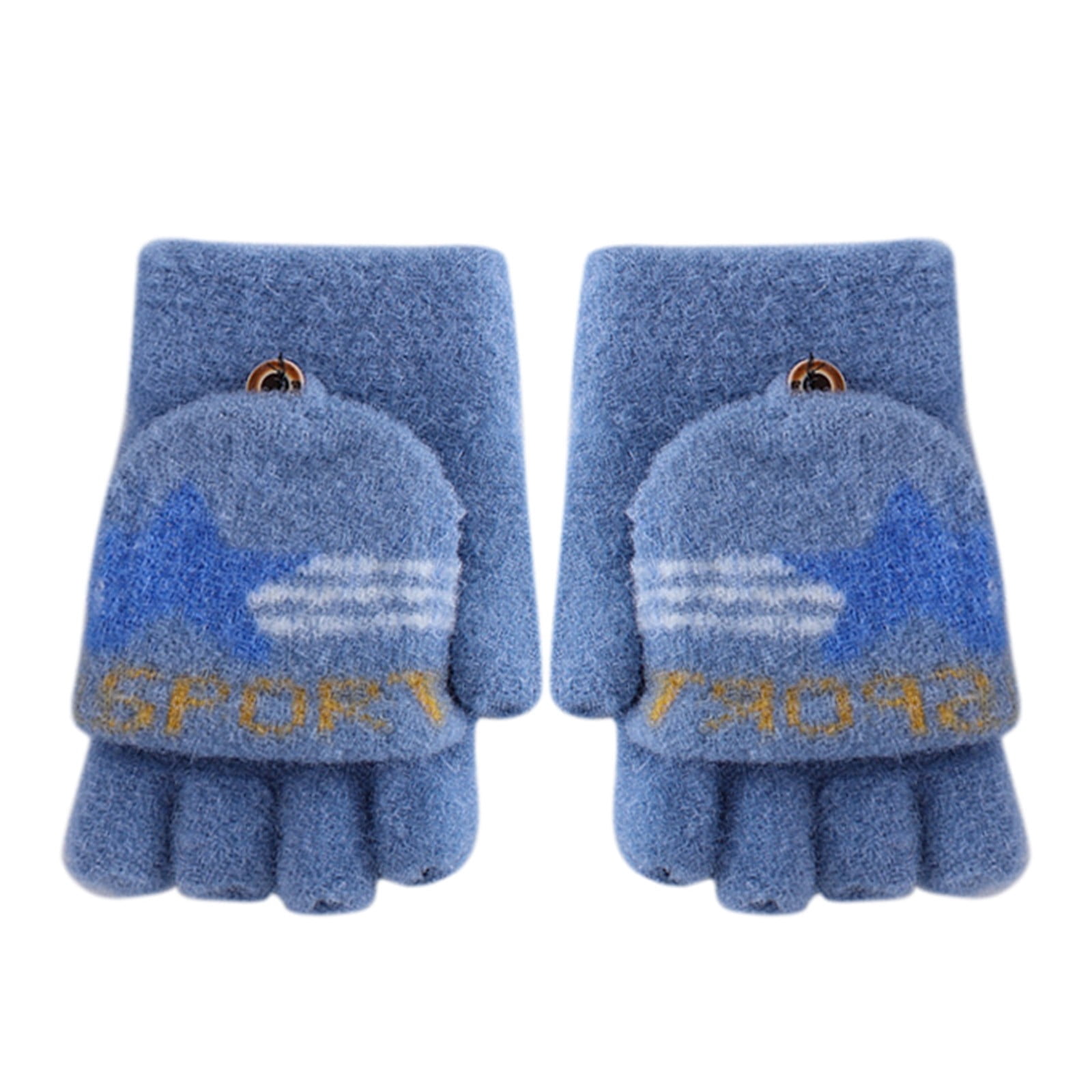 NOKIO Kids' Flip-Top Fingerless Mittens Children'S Knitted Flip-Back ...
