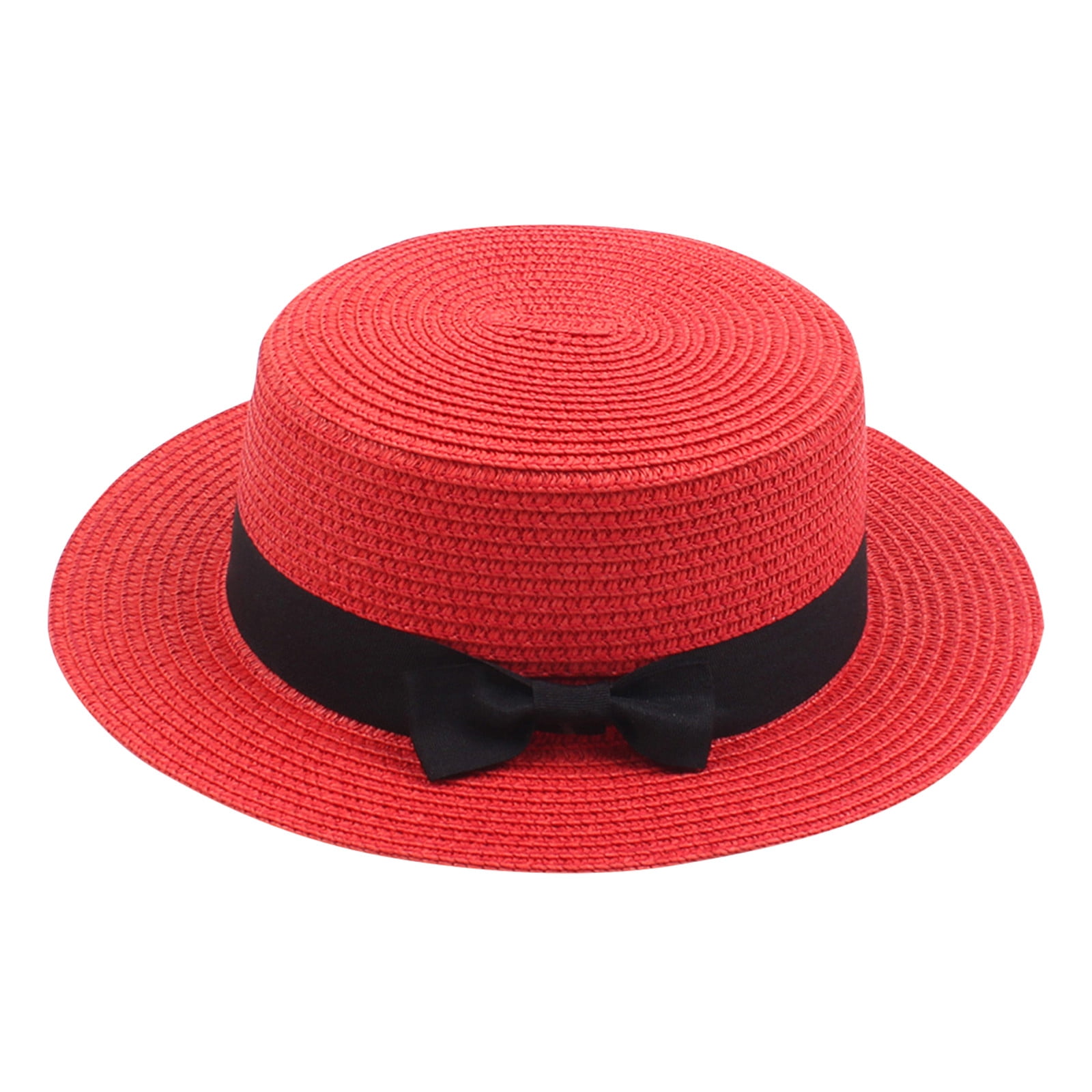 NOKIO Kids Girls Boys Summer Fedora Straw Hat Wide Brim Floppy Beach ...