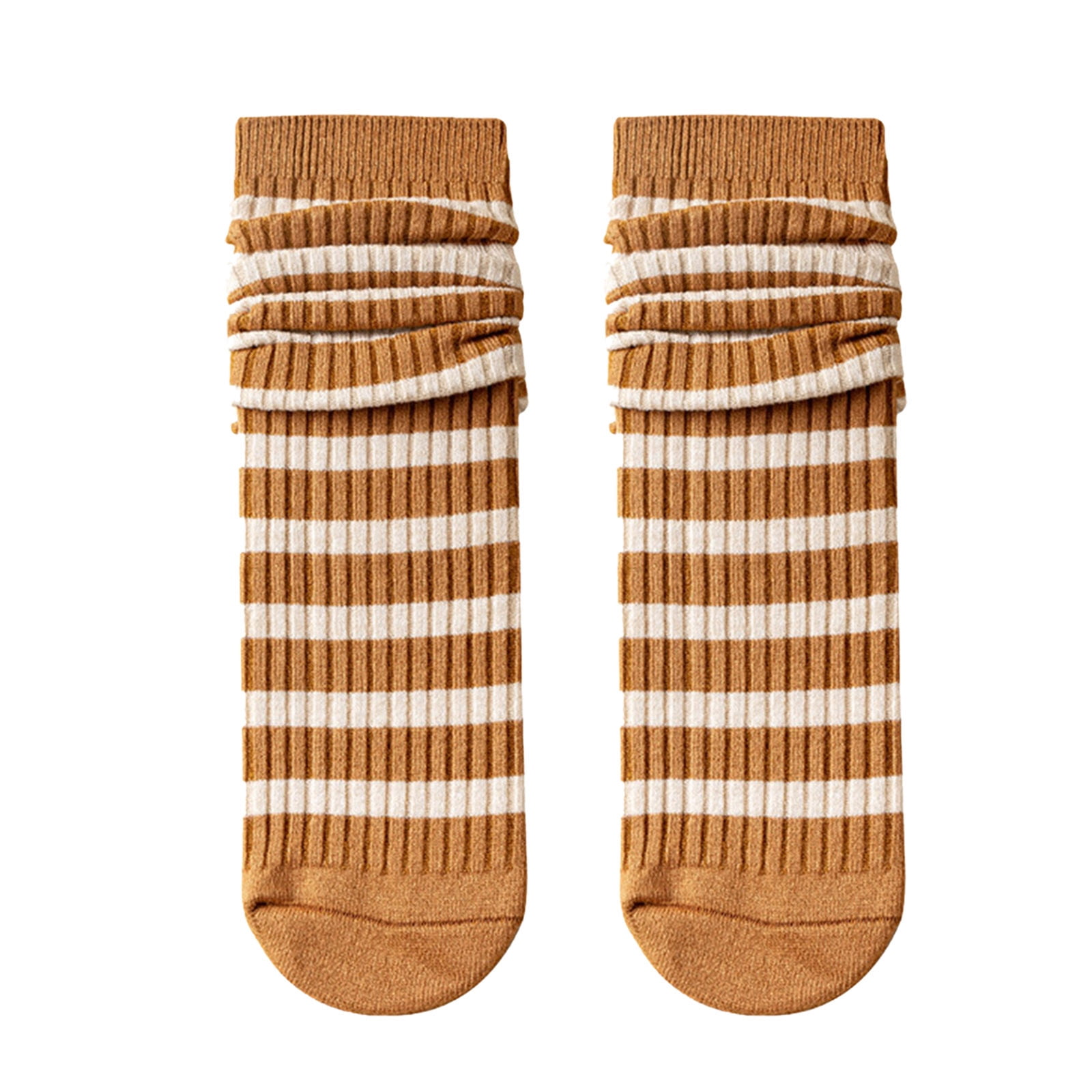 NOKIO Ladies Cozy Cable Knit Mid-Calf Stockings Women Striped Socks Mid ...
