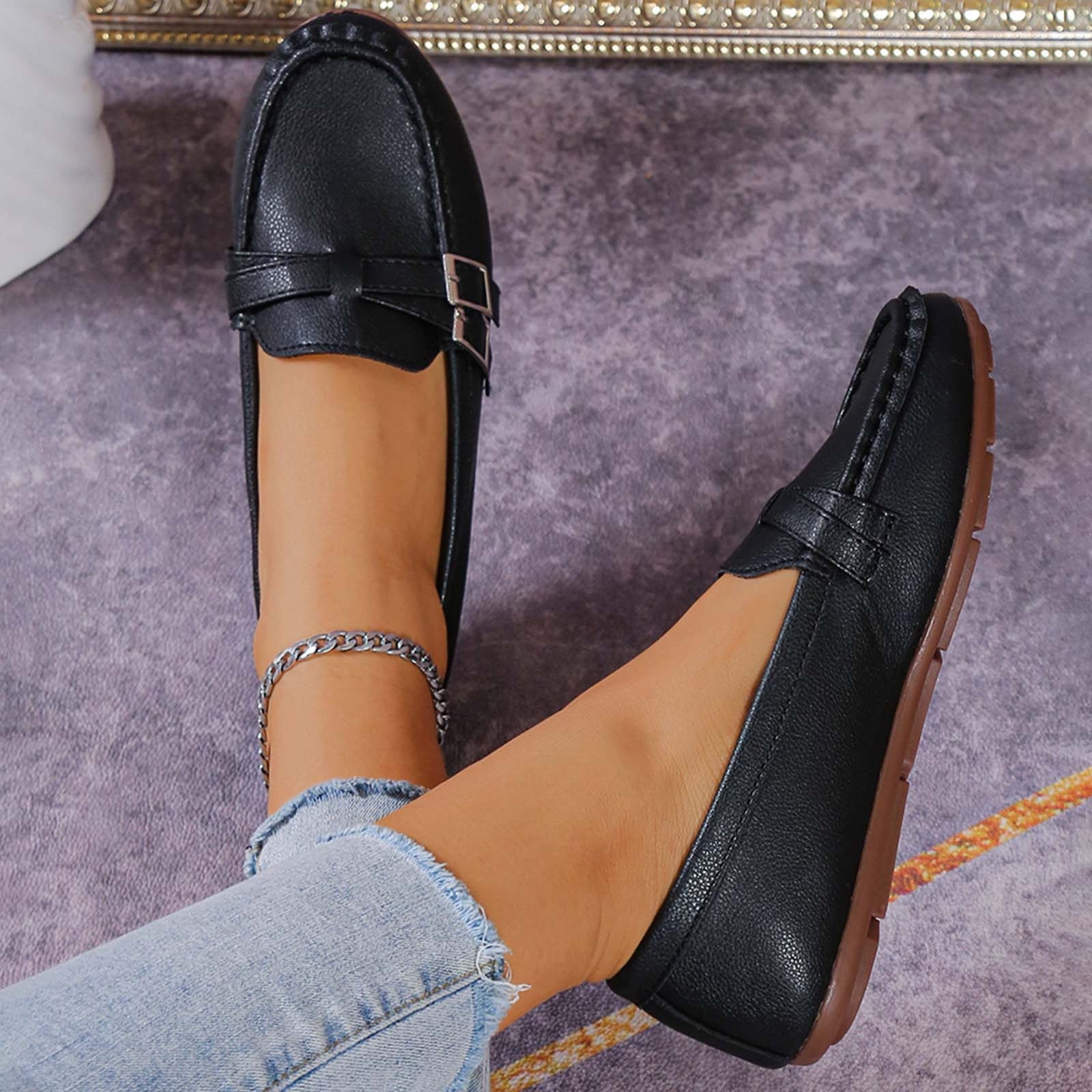 NOKIO Loafers for Women Slip On Comfortable Round Toe Casual Fashion Flats Dressy Shoes Summer ...