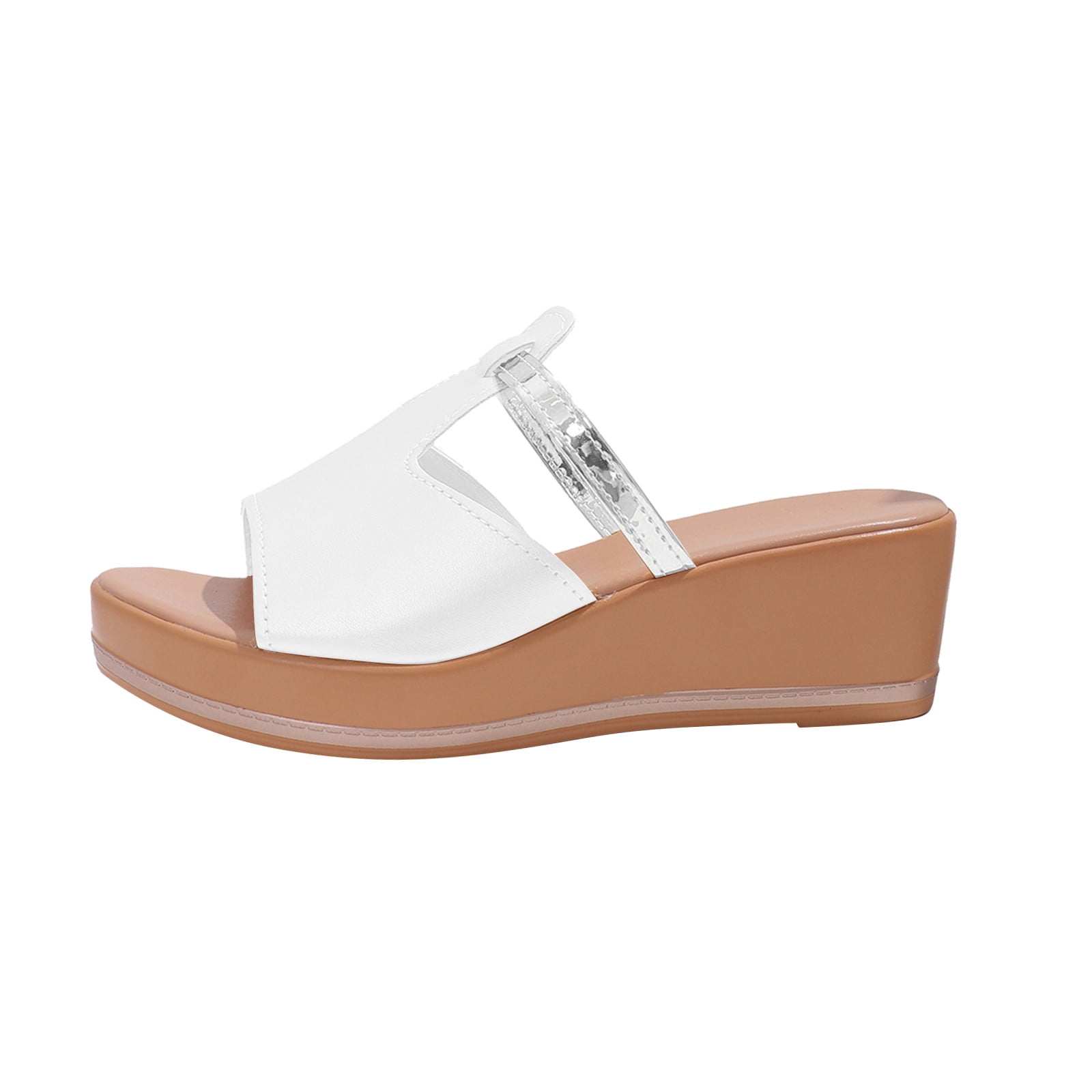 NOKIO Square Heel Shoes for Women Summer Beach Slope Heel Slippers ...