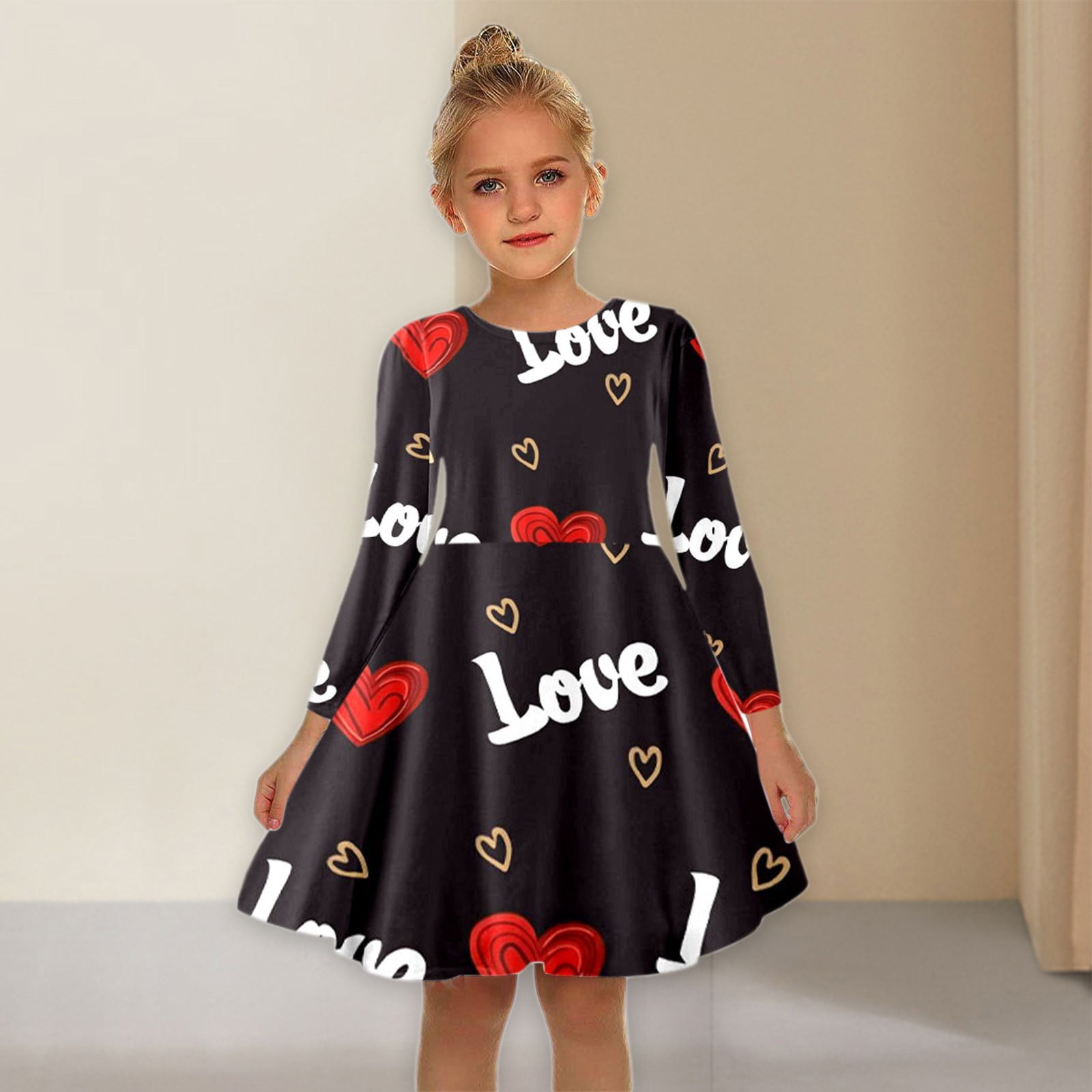NOKIO Toddler Baby Girl Valentine's Day Dress Outfit Kids Love Heart ...
