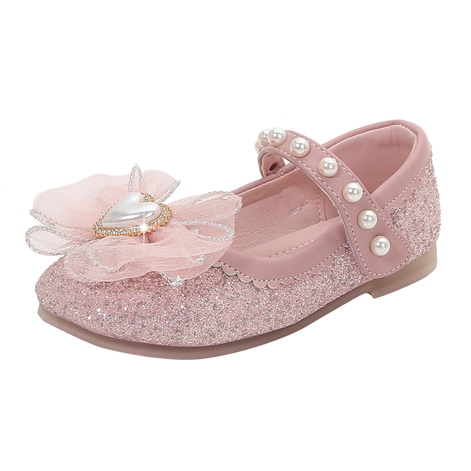 NOKIO Toddler Girls Dress Shoes Girl Pearl Ballerina Ballet Flats Mary Jane Wedding Party School ...