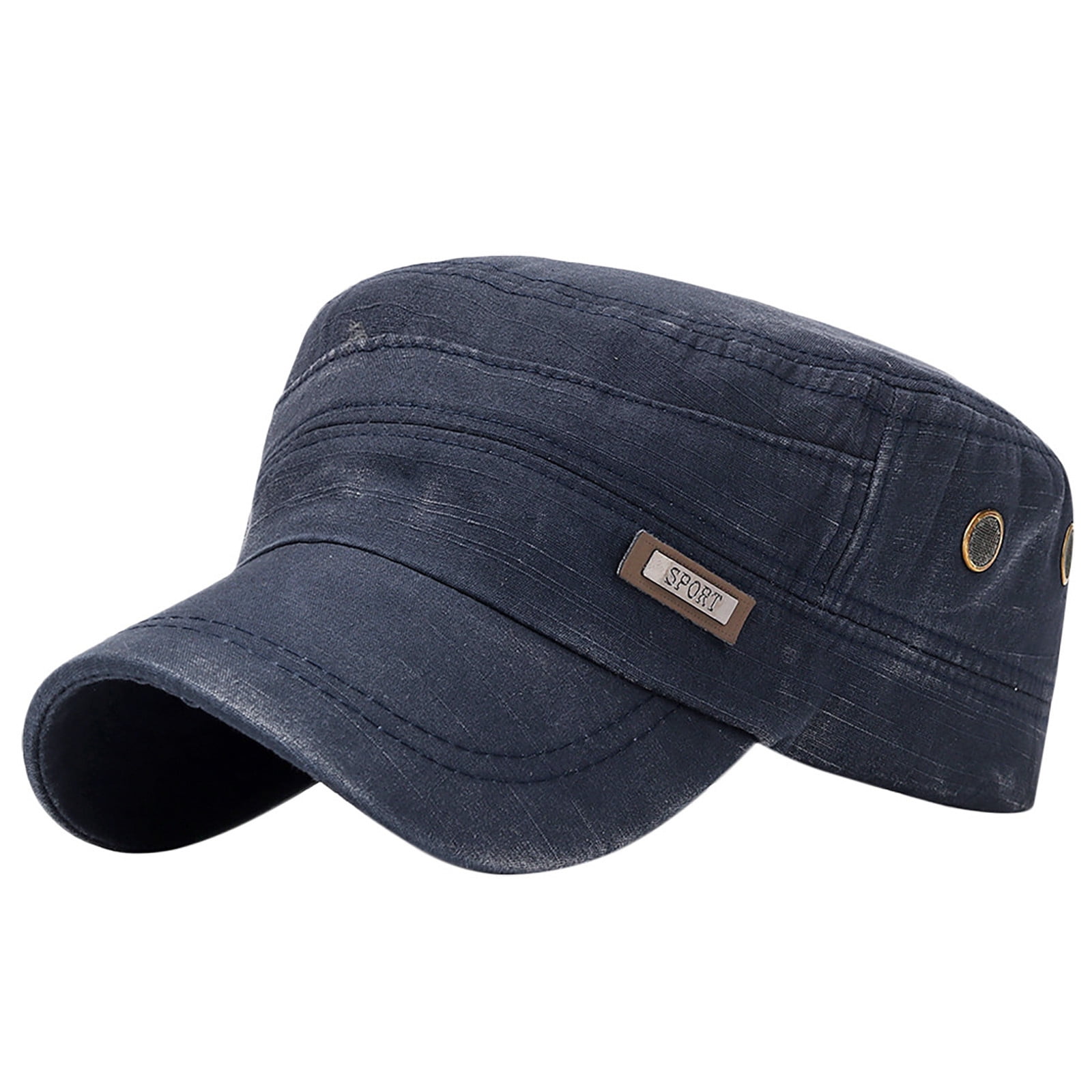 NOKIO Unisex Cadet Army Cap Adjustable Flat Top Cap Washed Cotton ...