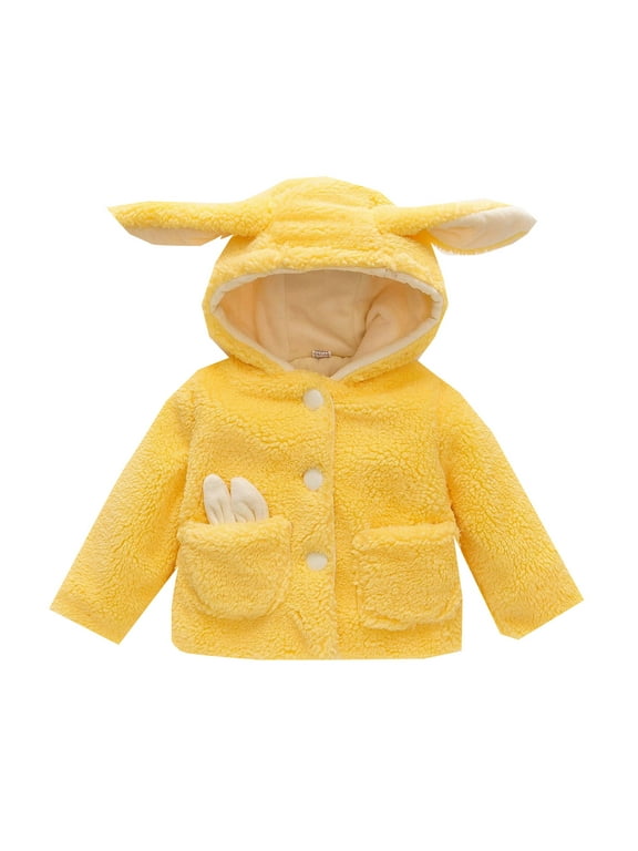 TAIAOJING Toddler Kids Winter Jackets Winter Baby Girls Cartoon Rabbit Thicken Keep Warm Hooded ...